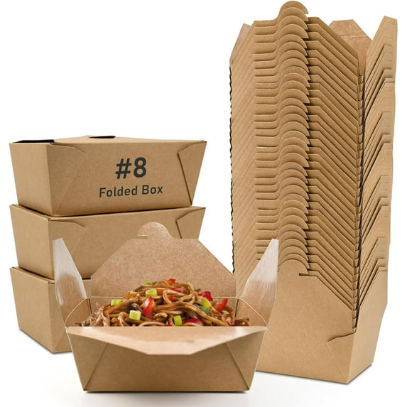 300 Pack 45 oz Kraft Paper Fold To Go Containers, Microwaveable Leak ...
