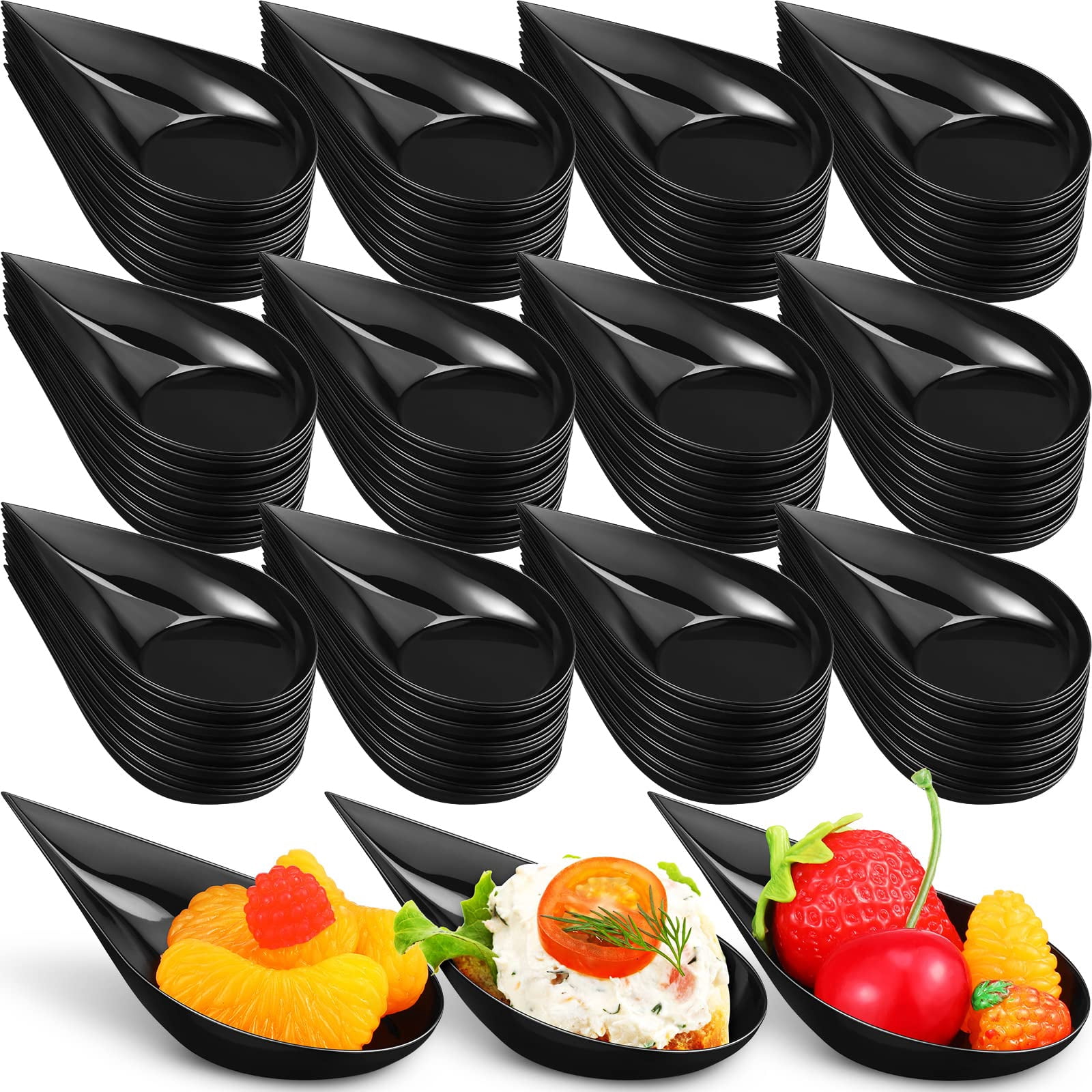 300 Pack 4inch Drop Mini Appetizer Plates Spoons Plastic Tasting ...