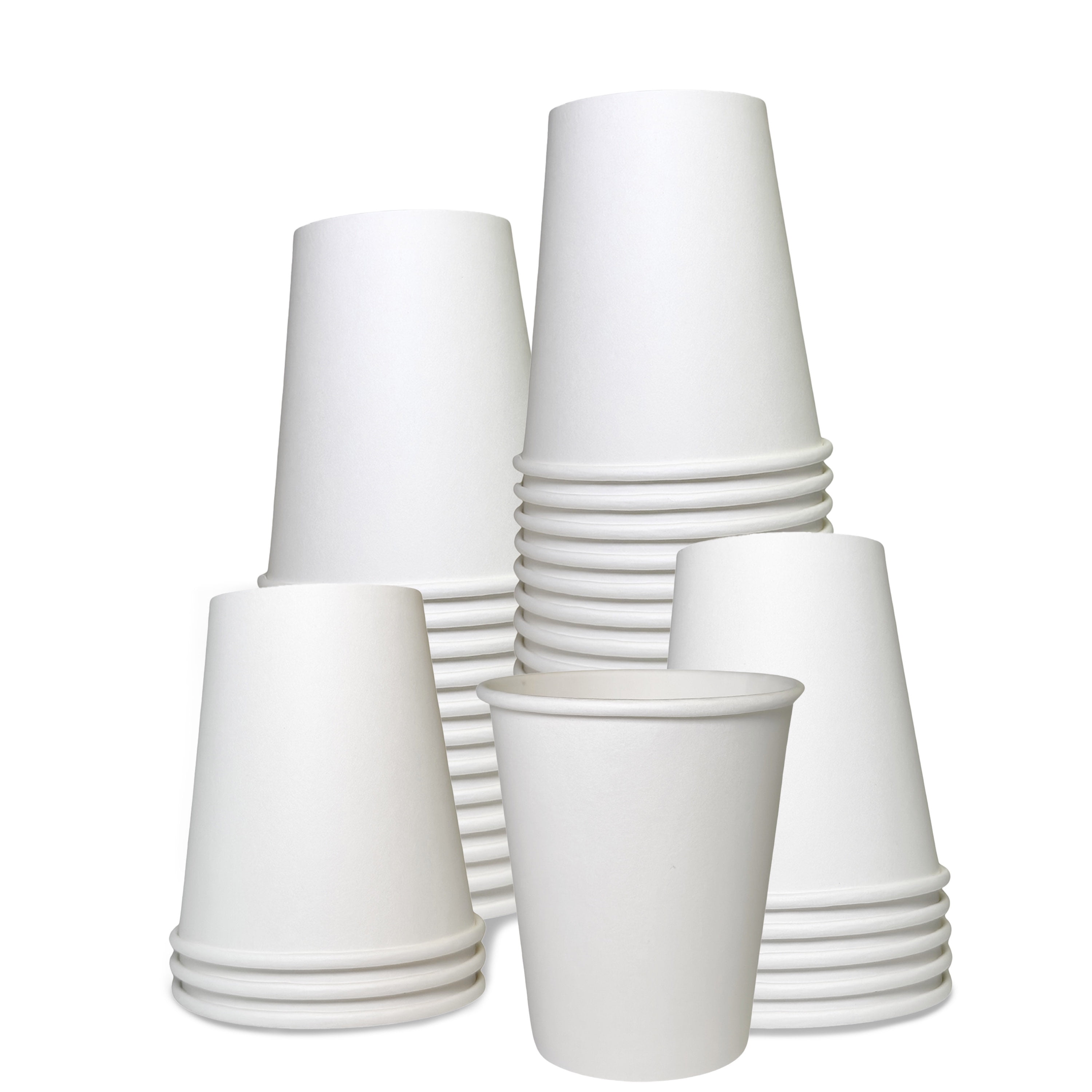 EcoQuality White Disposable Paper Coffee Cups, 8oz, Durable Design ...