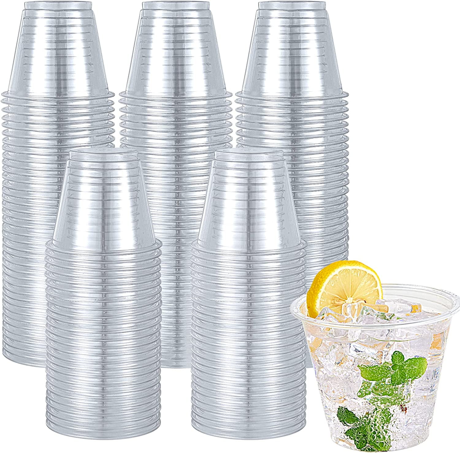 300 Pack 9oz Clear Plastic Cups,Disposable Crystal Drinking Cups,PET ...