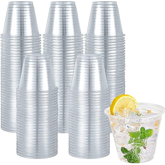300 Pack 9oz Clear Plastic Cups,Disposable Crystal Drinking Cups,PET ...