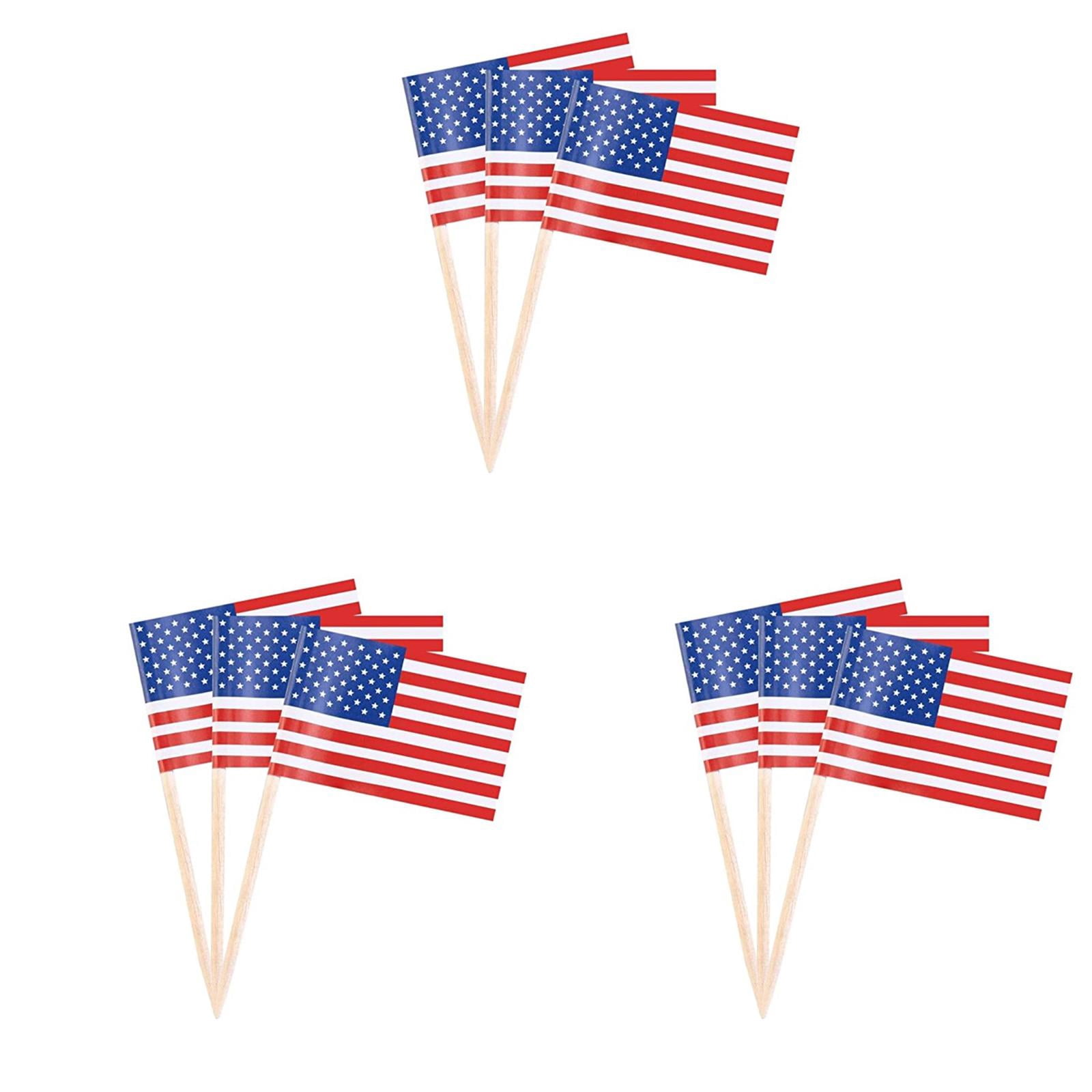 300 Pack American Flag Toothpick Flags - US Mini Stick Cupcake Toppers ...