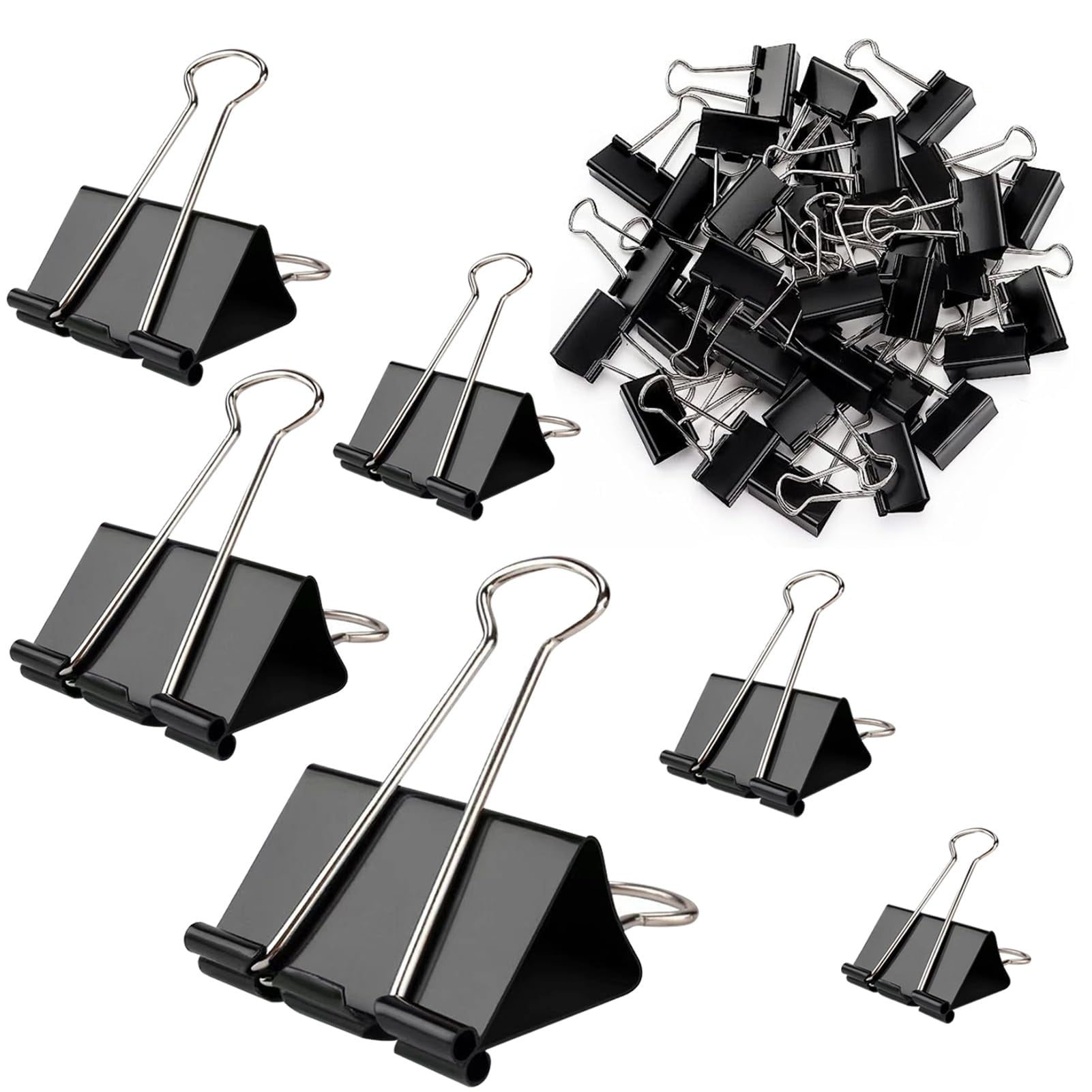 300 Pack Binder Clips Paper Clamps Assorted Sizes (Black), Jumbo, Large ...