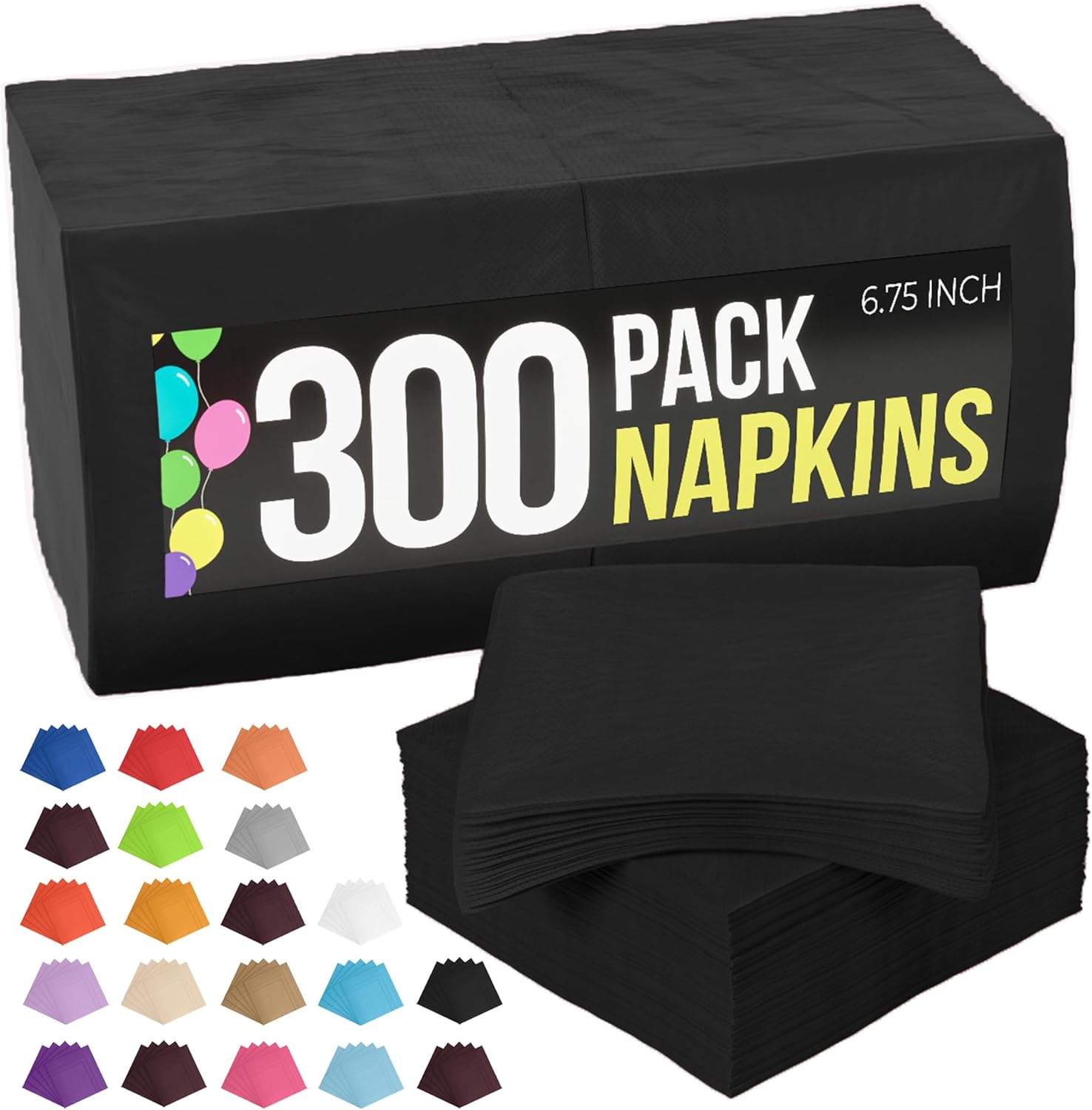 300 Pack Black Paper Napkins Disposable, 2 Ply Party Napkins, Black ...