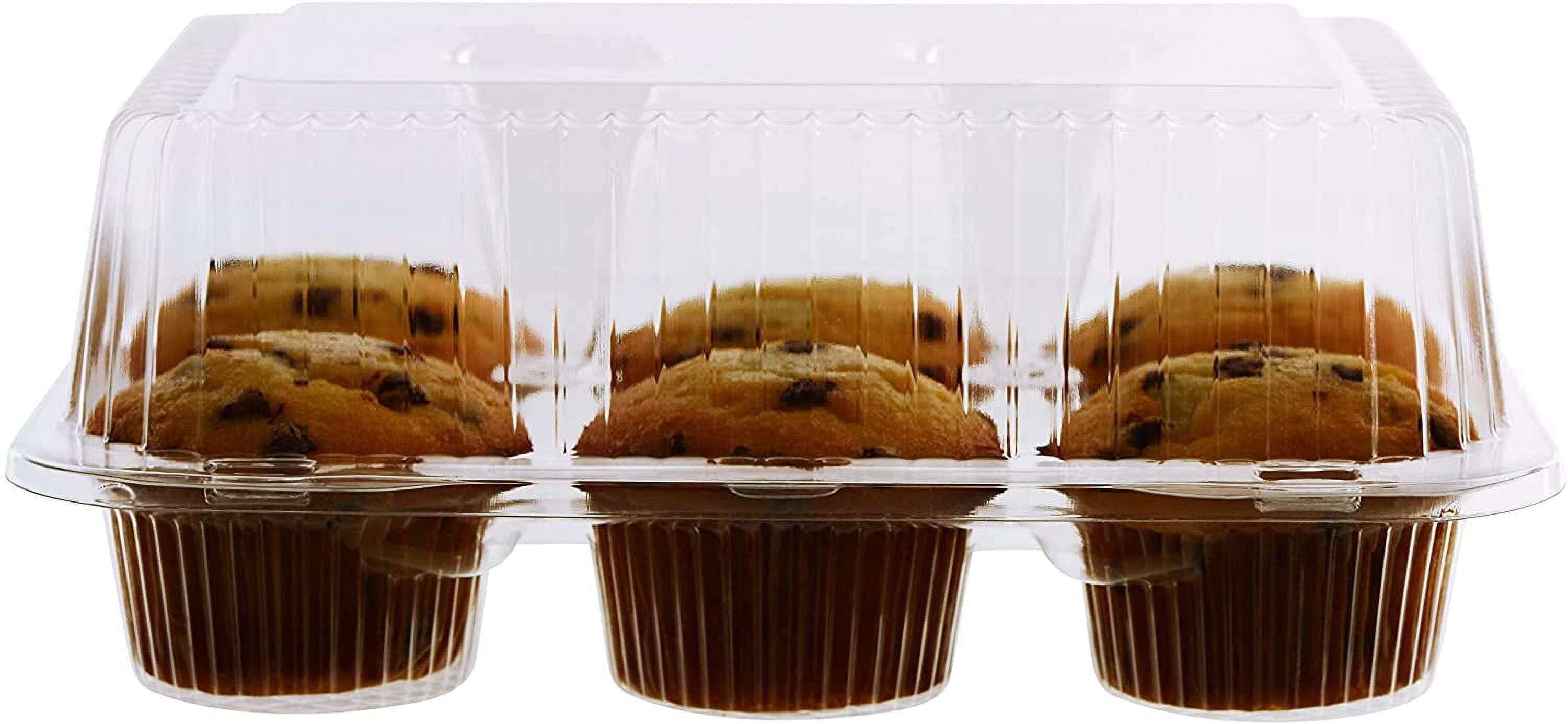[300 Pack] Clear Plastic 6 Compartment Muffin Containers - Disposable ...
