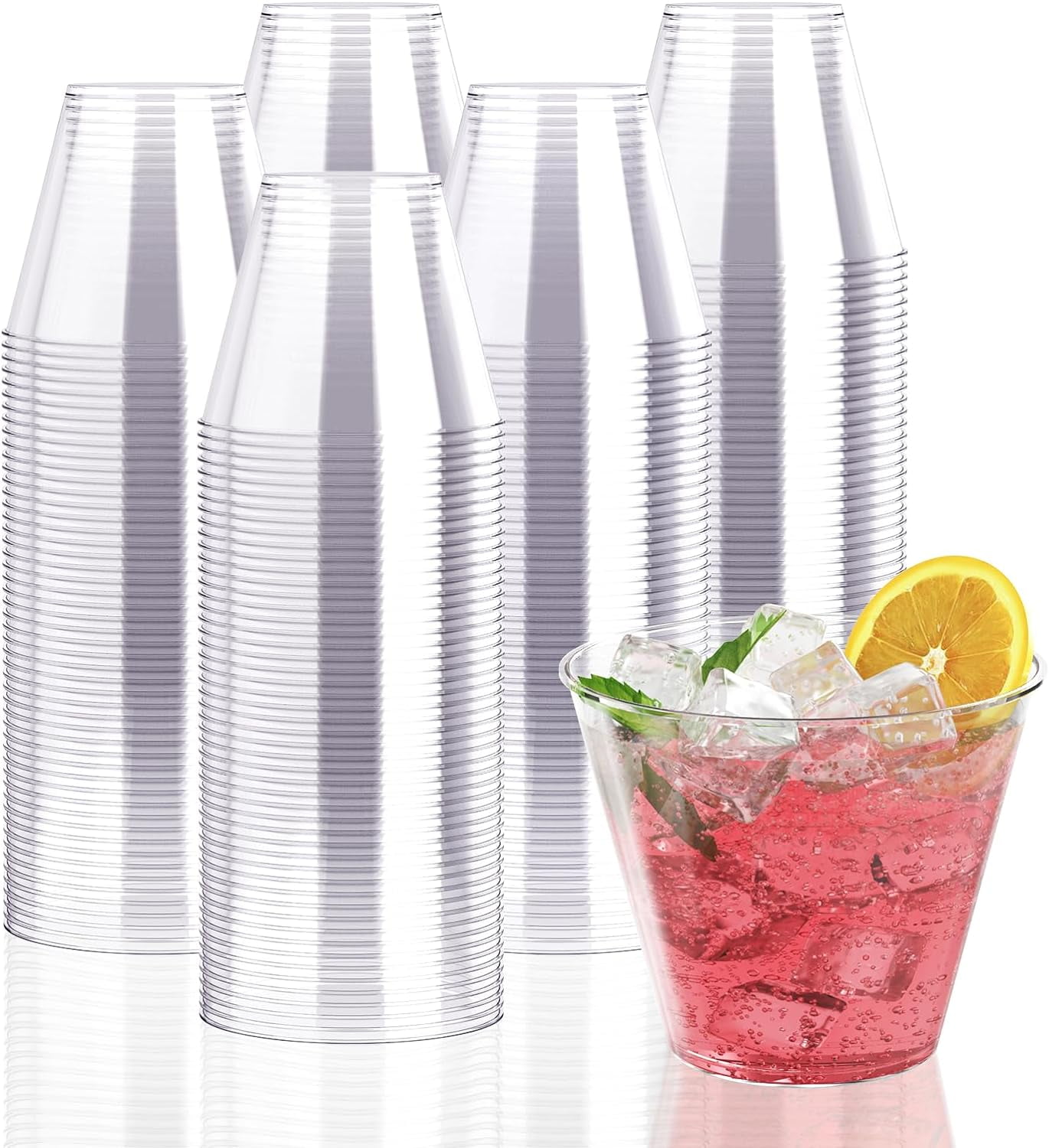 300 Pack Clear Plastic Cups 9 OZ Disposable Heavy-duty Drinking Cups ...