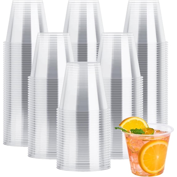 300 Pack Clear s, 9 oz Crystal Clear PET Party Cups, Classic Clear ...