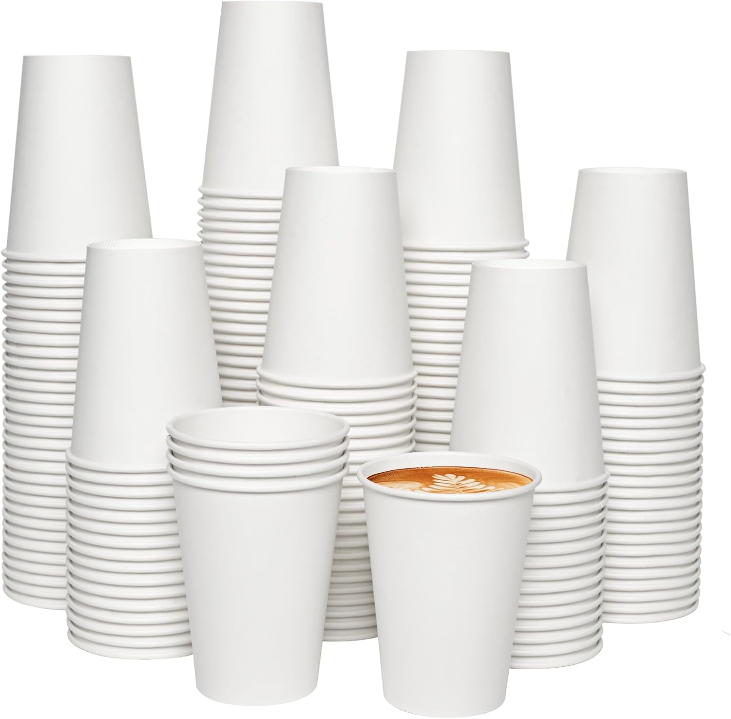 300 Pack Disposable Paper Coffee Cups 12 oz, Hot Beverage Cups Paper ...