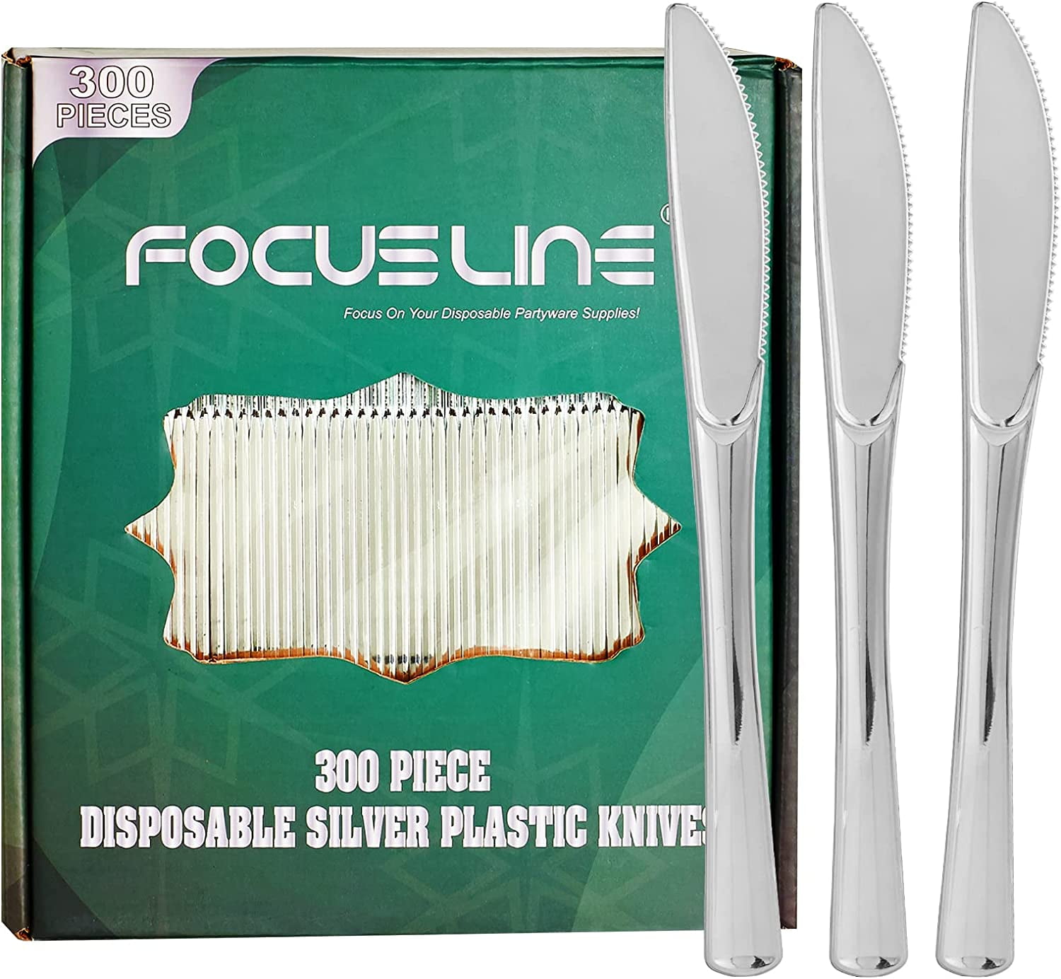 300 Pack Disposable Silver Plastic Knives, Solid and Durable Plastic ...