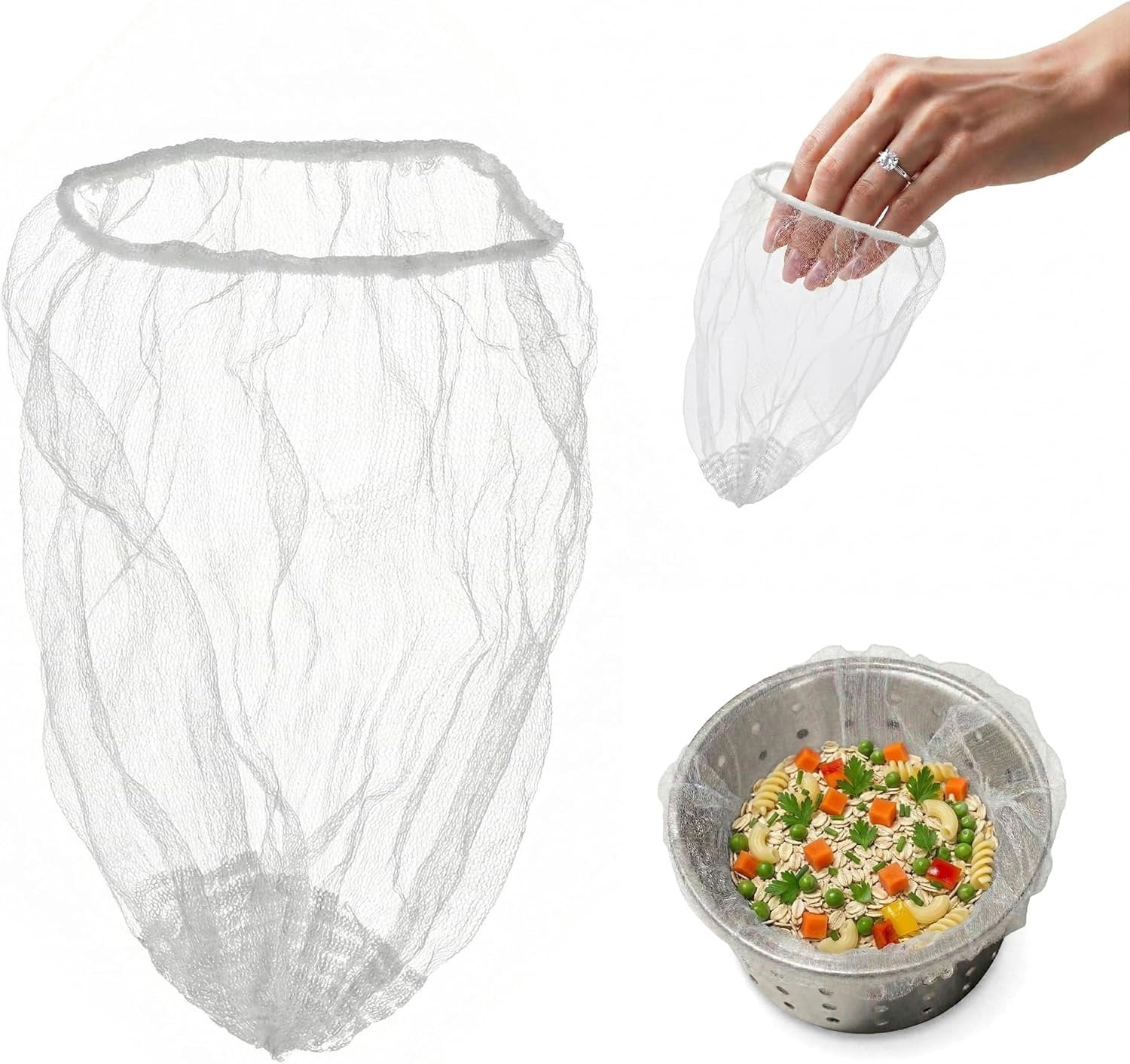 300 Pack Disposable Sink Strainer Bags, Thickened Fine Mesh, Pull Ring ...