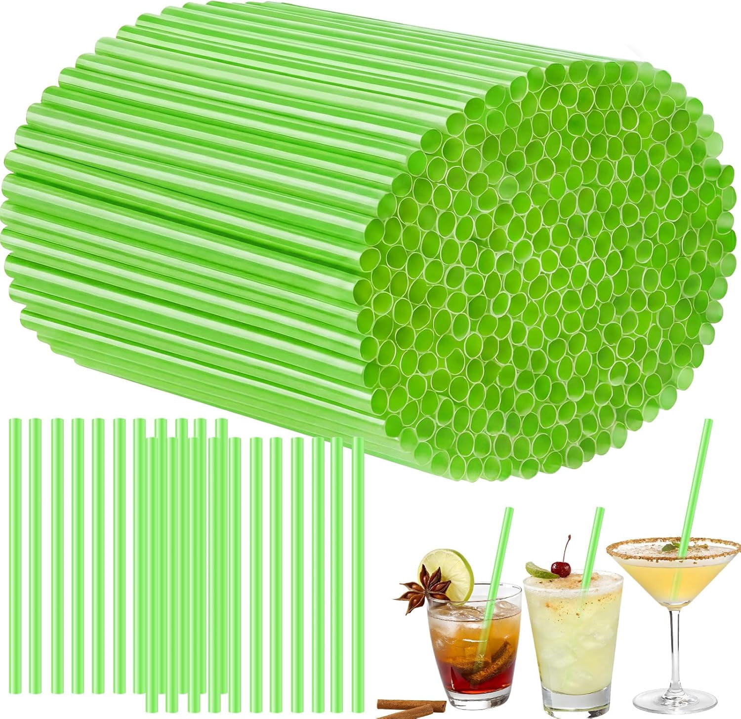300 Pack Green Cocktail Straws 5inch Short Straws for Drinks, 0.24inch ...