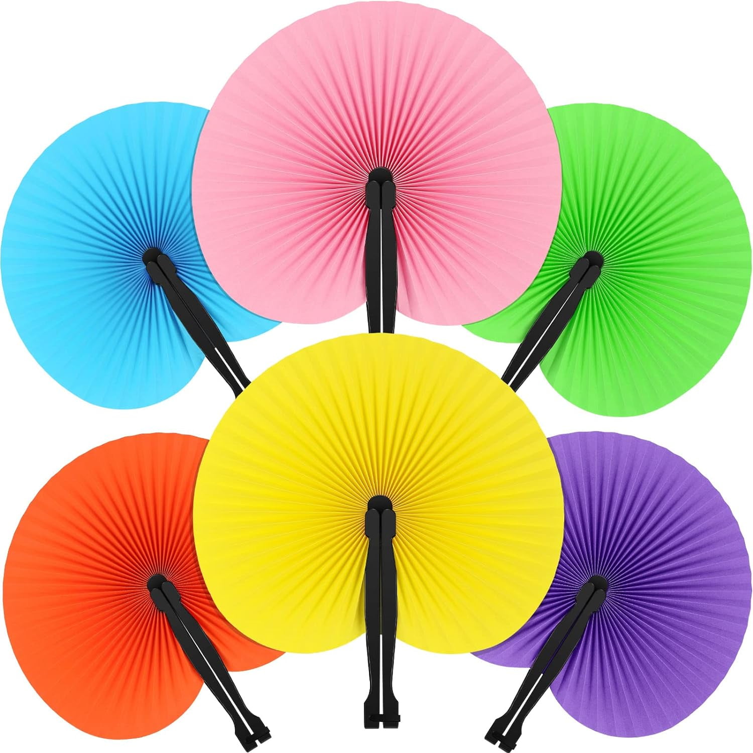 300 Pack Hand Fans Round Hand Fans Folding Hand Fan with Plastic Handle ...