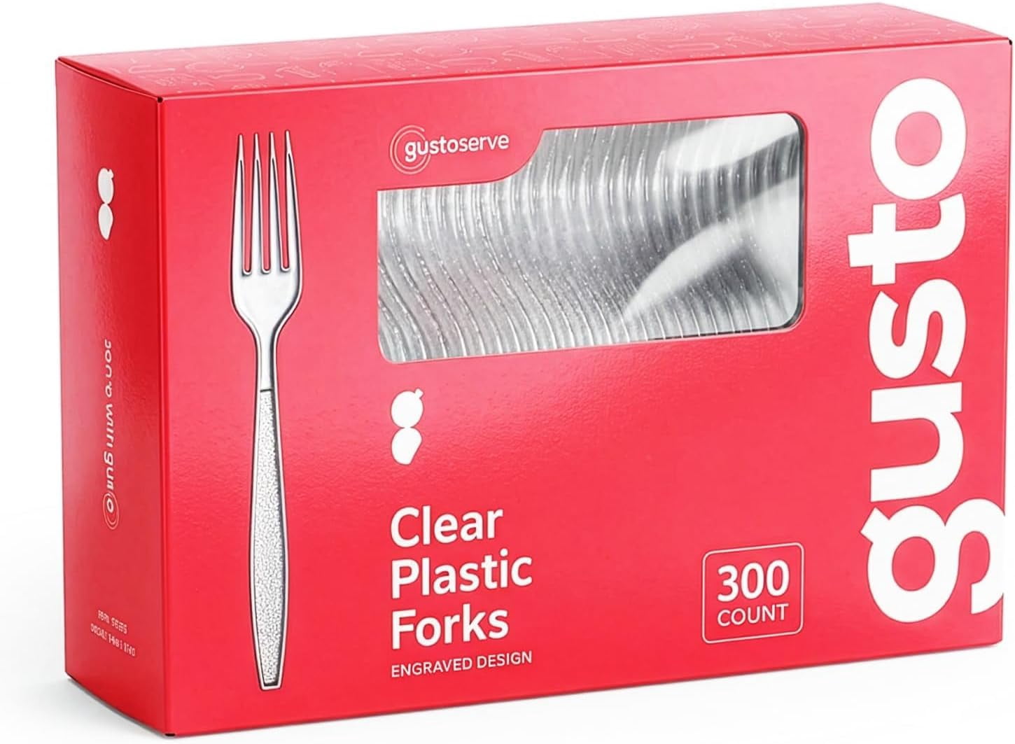 [300 Pack] Heavyweight Clear Plastic Forks with Engraved Design ...