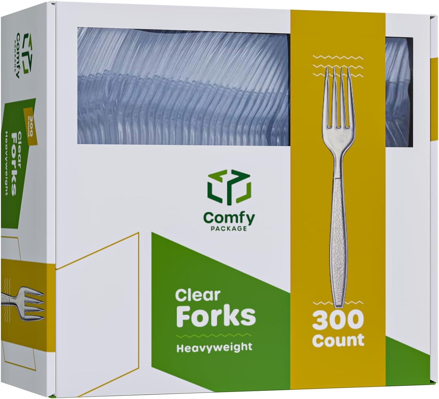 [300 Pack] Heavyweight Clear Plastic Forks with Engraved Design ...