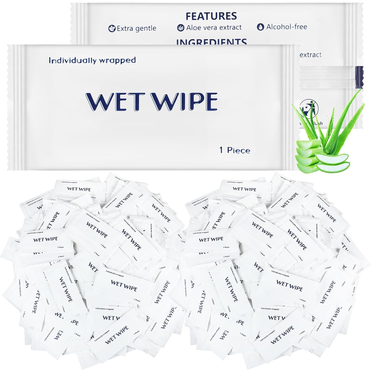 300 Pack Individually Wrapped Wet Wipes Bulk Travel Size Unscented Hand ...