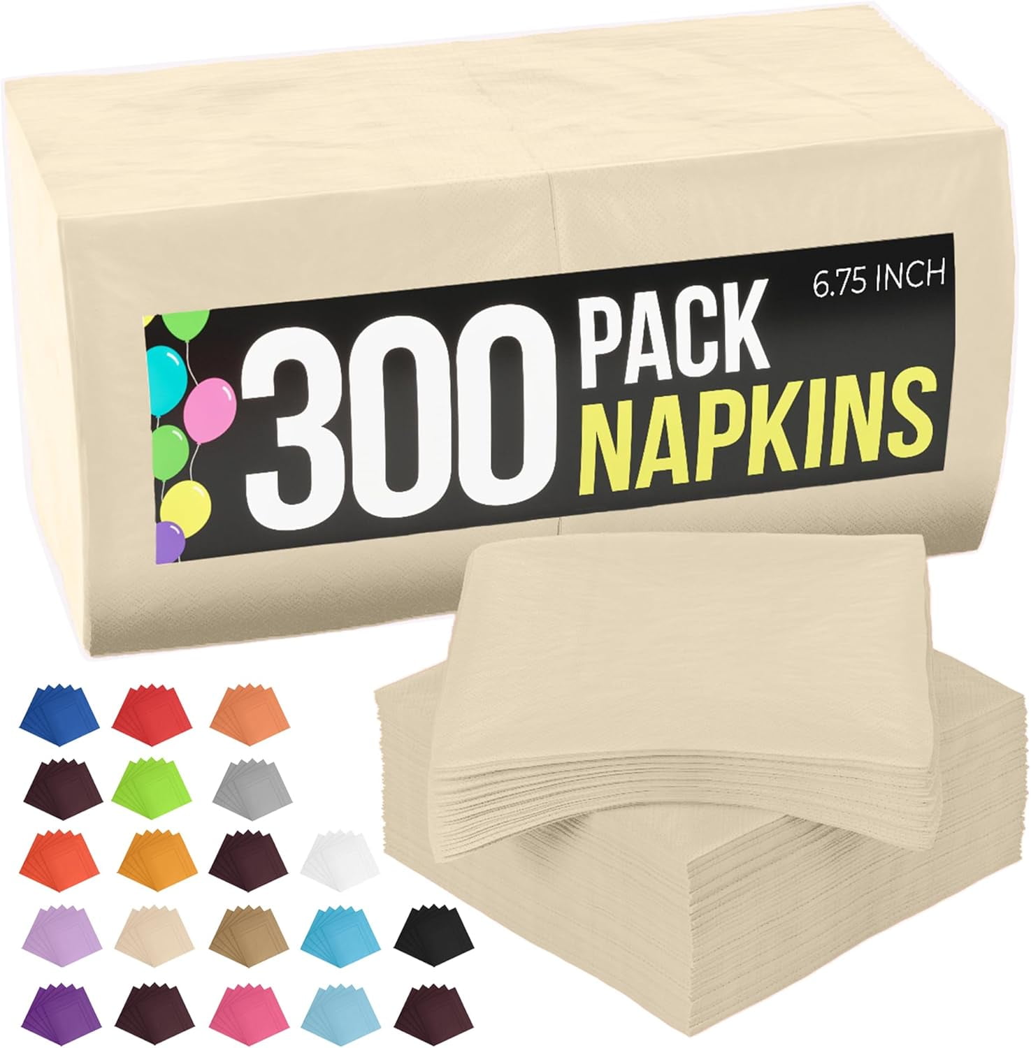 300 Pack Ivory Paper Napkins Disposable, 2 Ply Party Napkins, Ivory ...