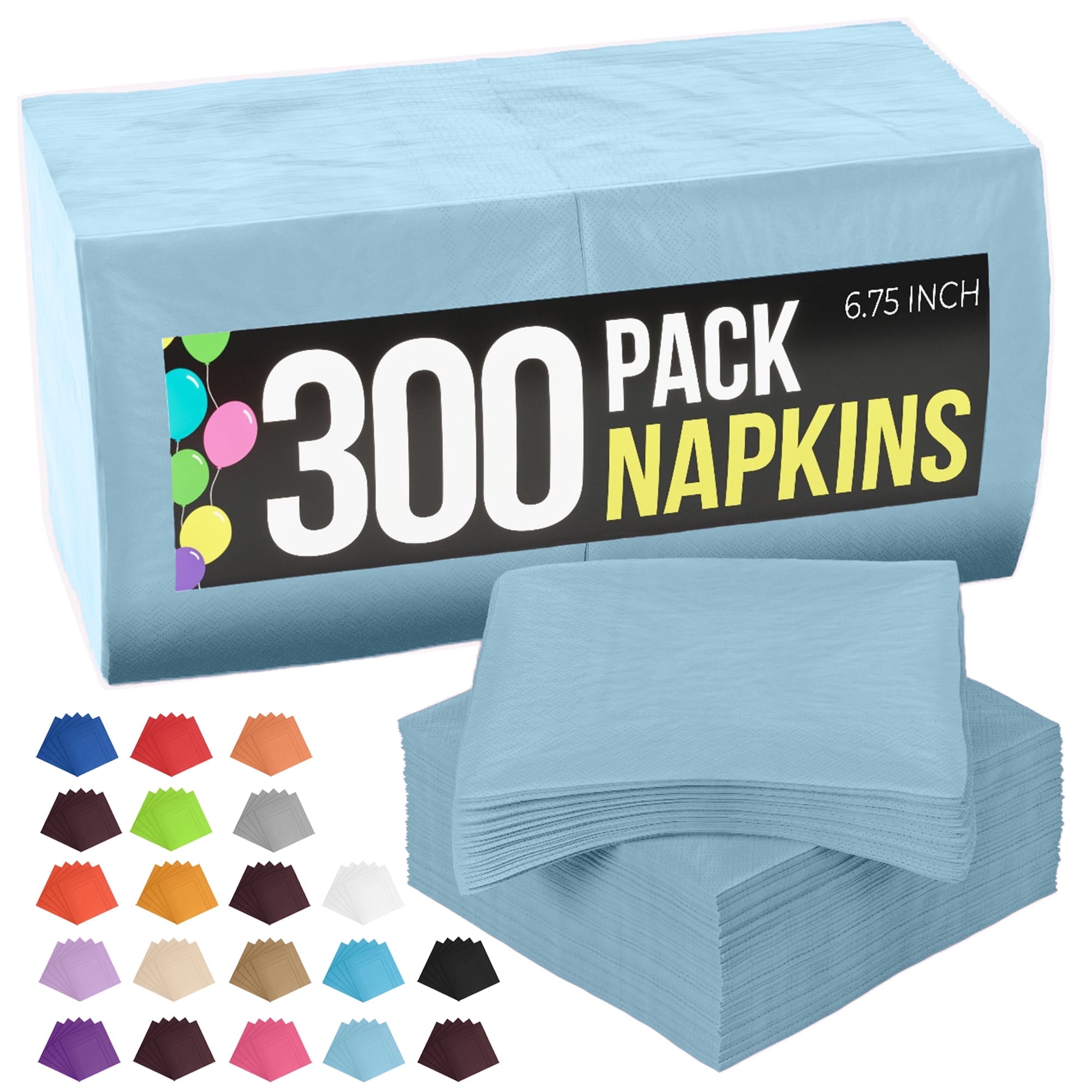 Exquisite 300 Count Light Blue Disposable 2 Ply Paper Napkins - Walmart.com