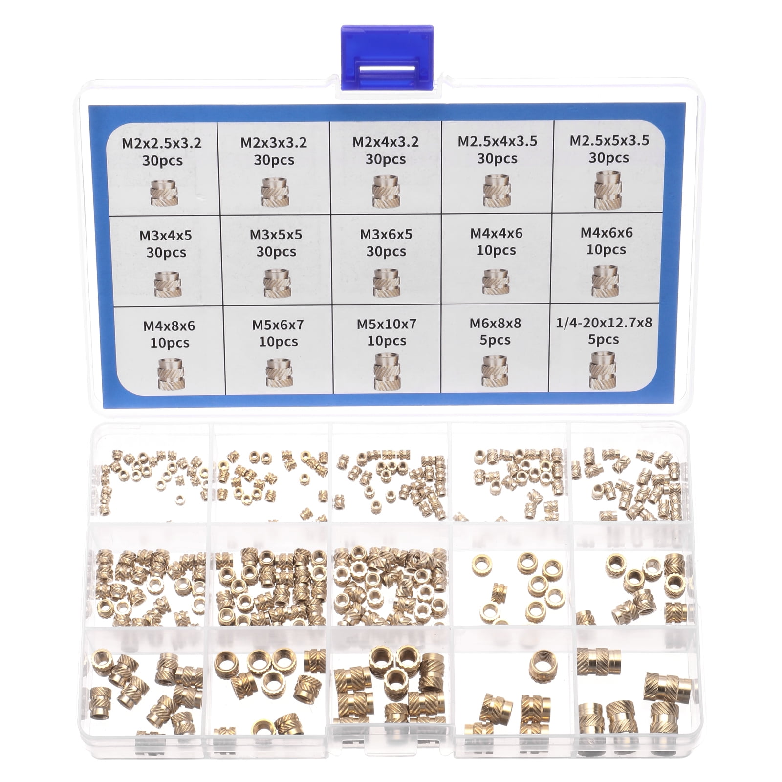 300 Pack M2 M3 M4 M5 M6 Female Thread Knurled Nuts Brass Insert ...