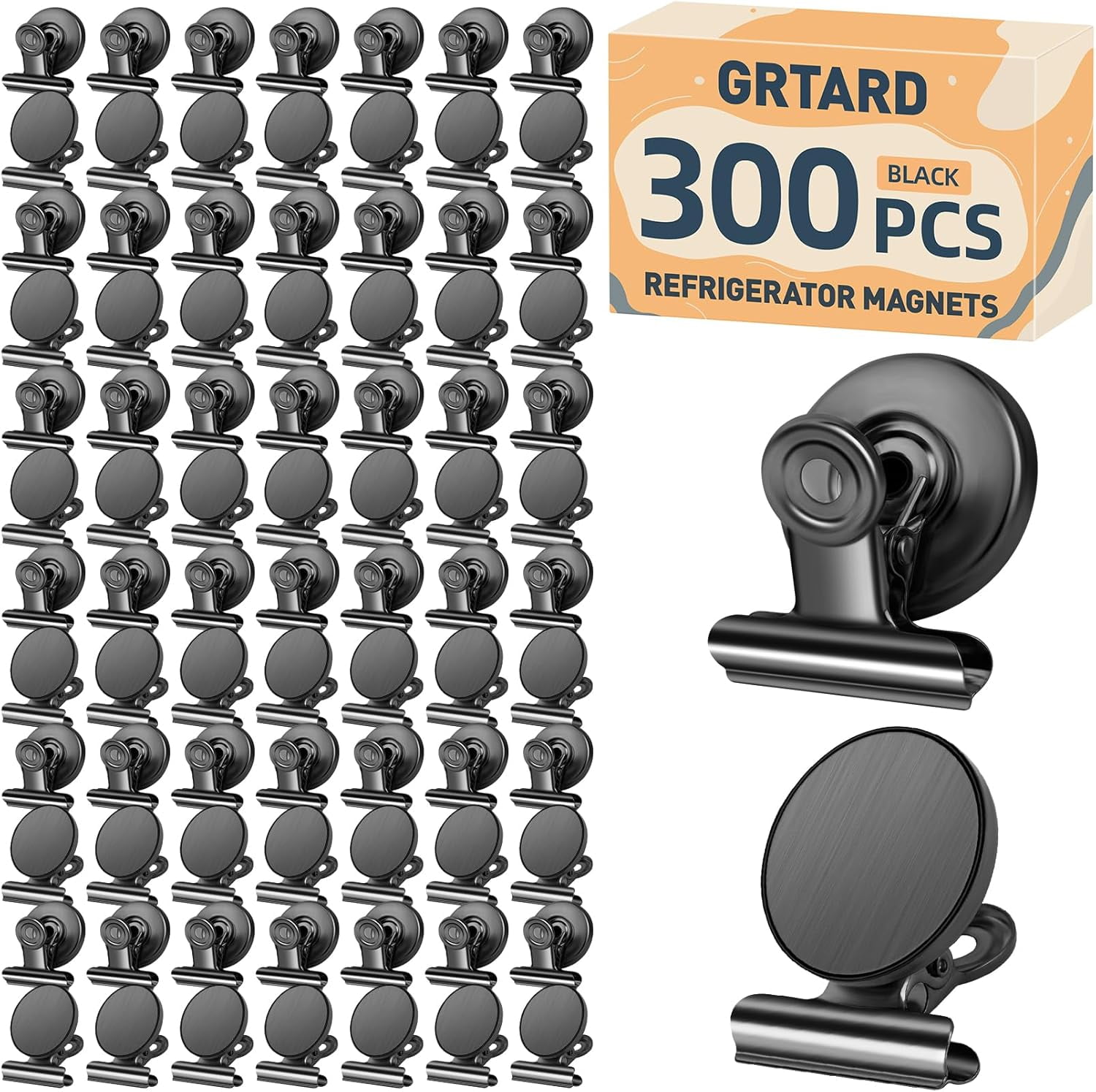 300 Pack Magnetic Clips Heavy Duty, Black Fridge Magnet Clips for ...