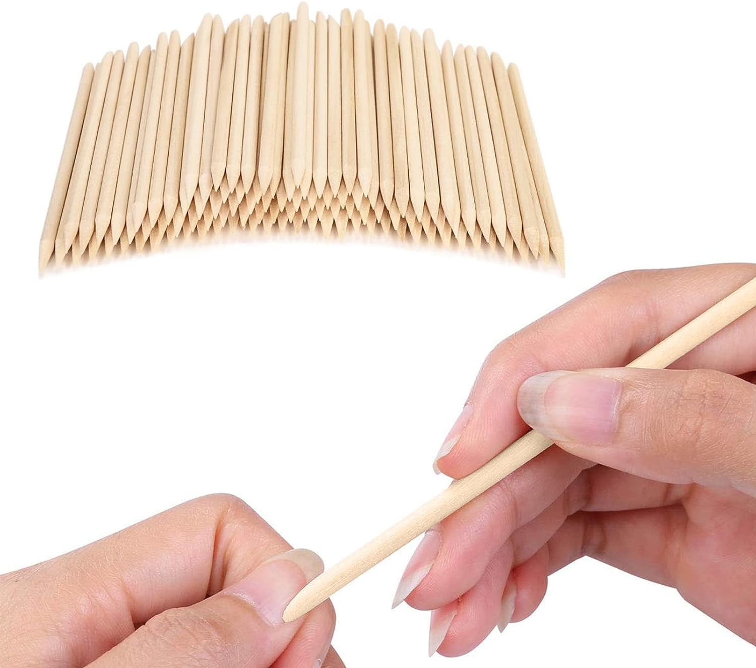 300 Pack Orange Wooden Nail Sticks Wooden Cuticle Pusher Sticks Wood ...