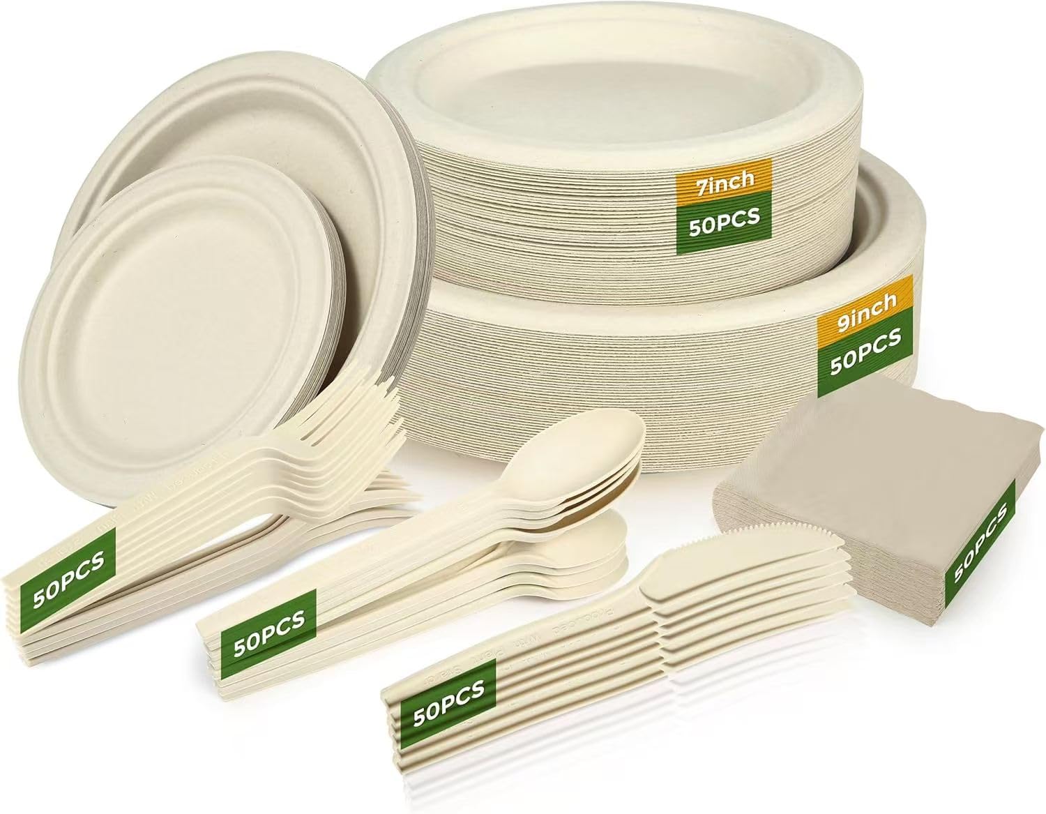 300 Pack Paper Plates Set Party Supplies Severs 50 Guests Disposable ...