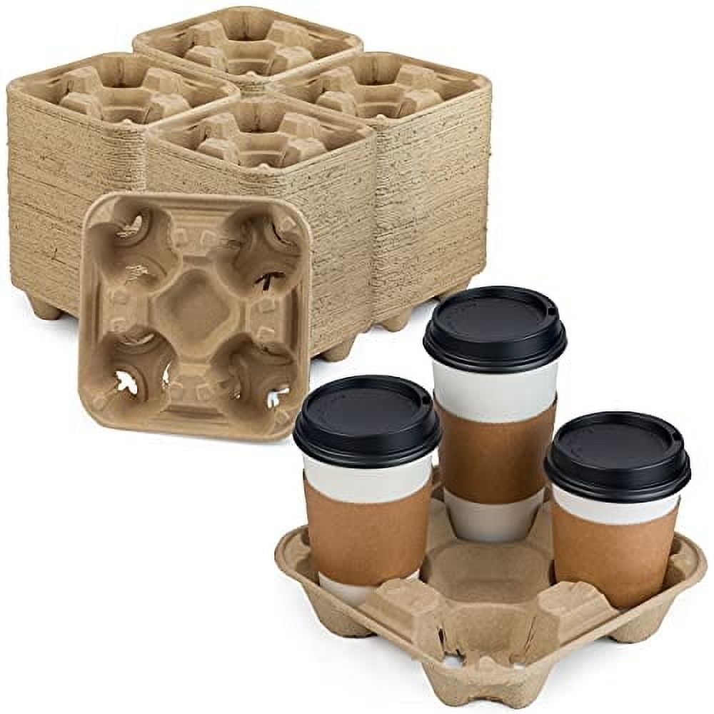 [300 Pack] Pulp Fiber Drink Carrier Tray Biodegradable 4 Cup Container ...