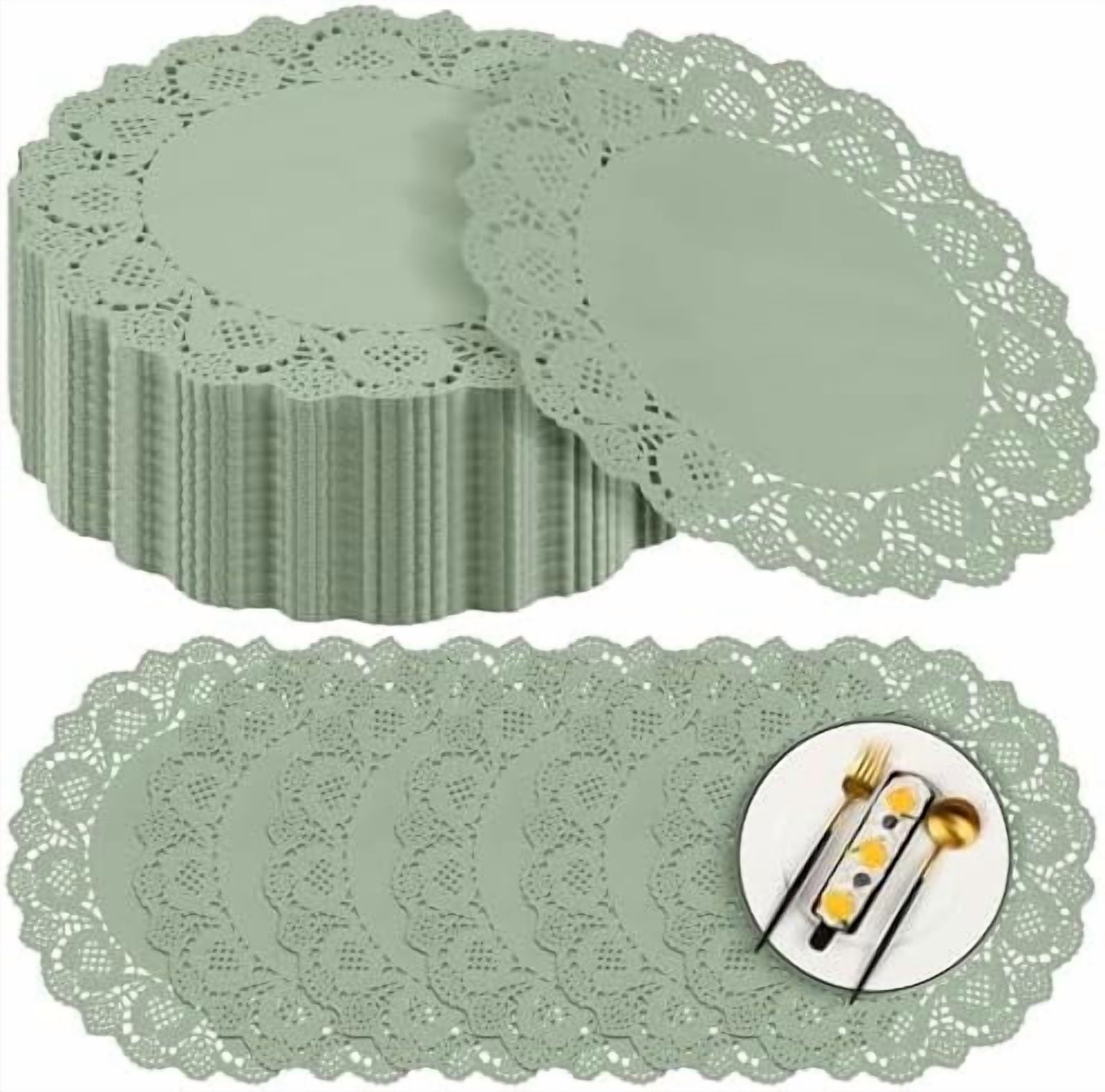 300 Pack Round Sage Green Paper Doilies 13.5 Inches Lace Paper Place ...