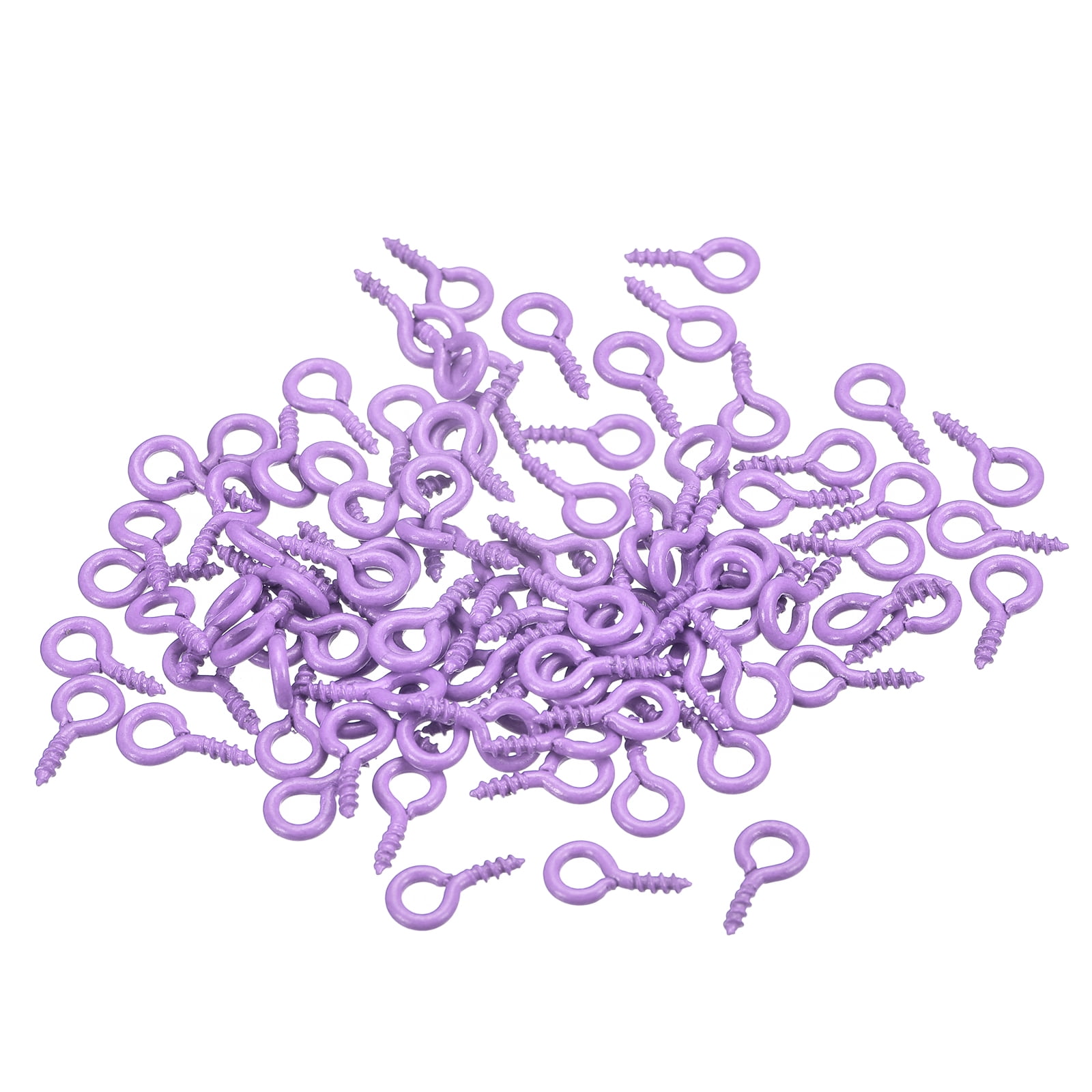 300 Pack Small Screw Eye Hooks Mini Eyelets Screws, 5x10x1.2mm, Purple ...