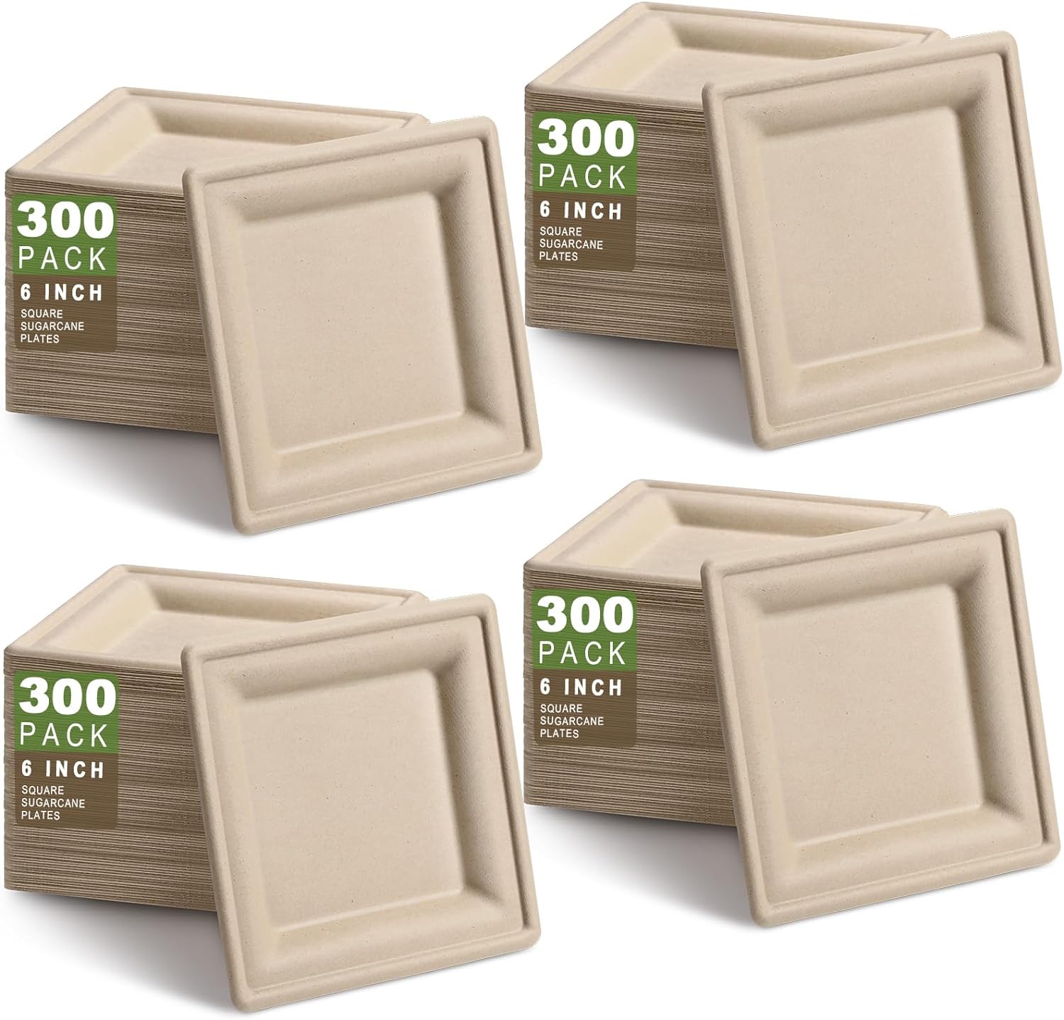 300 Pack Square Paper Plates Heavy Duty Disposable Square Plates ...