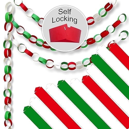 300 Paper Chain Strips for Crafting. Red, White and Green - Walmart.com