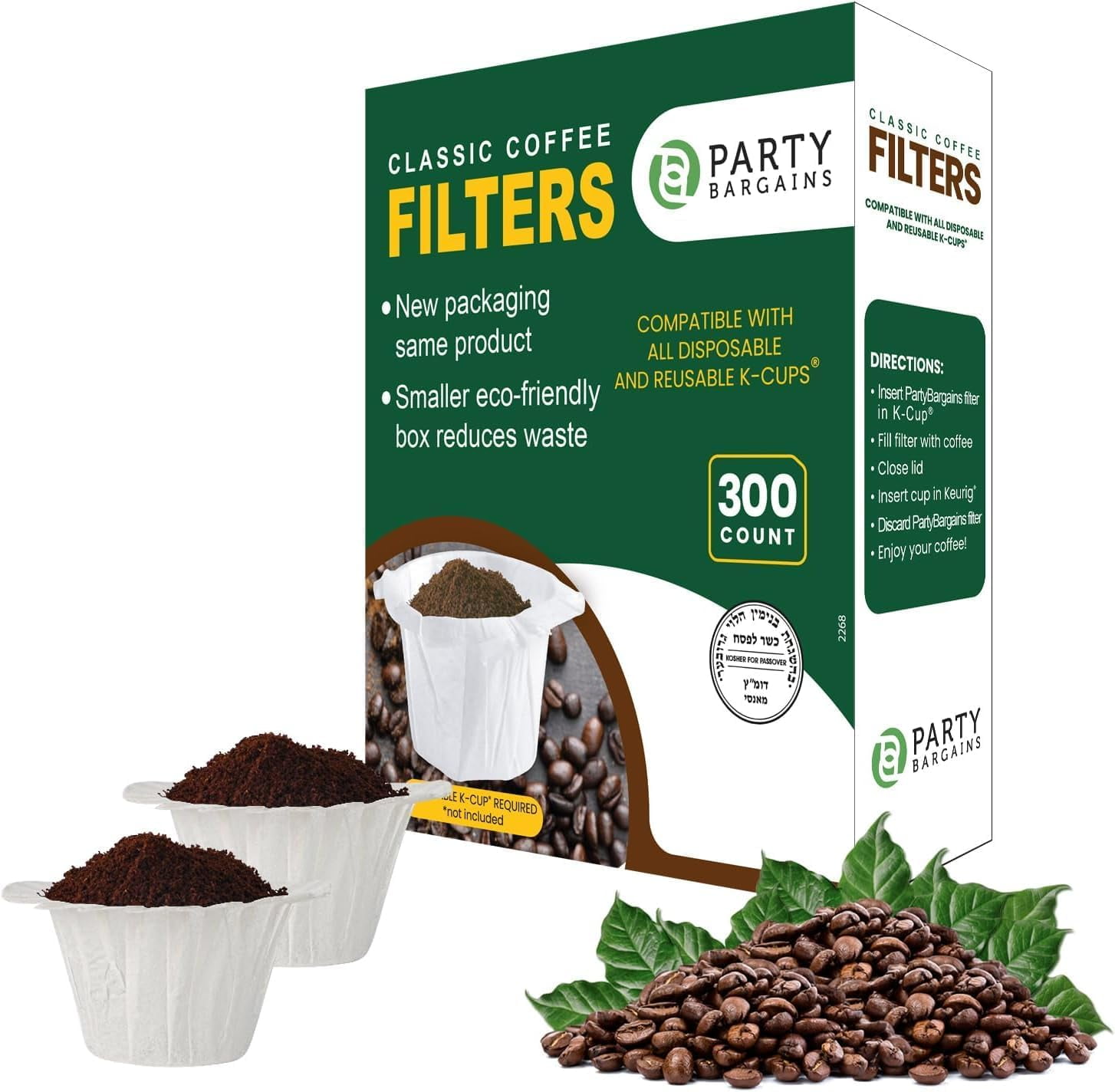 300 Paper Coffee Filters - White Classic Design Single-Use Coffee ...