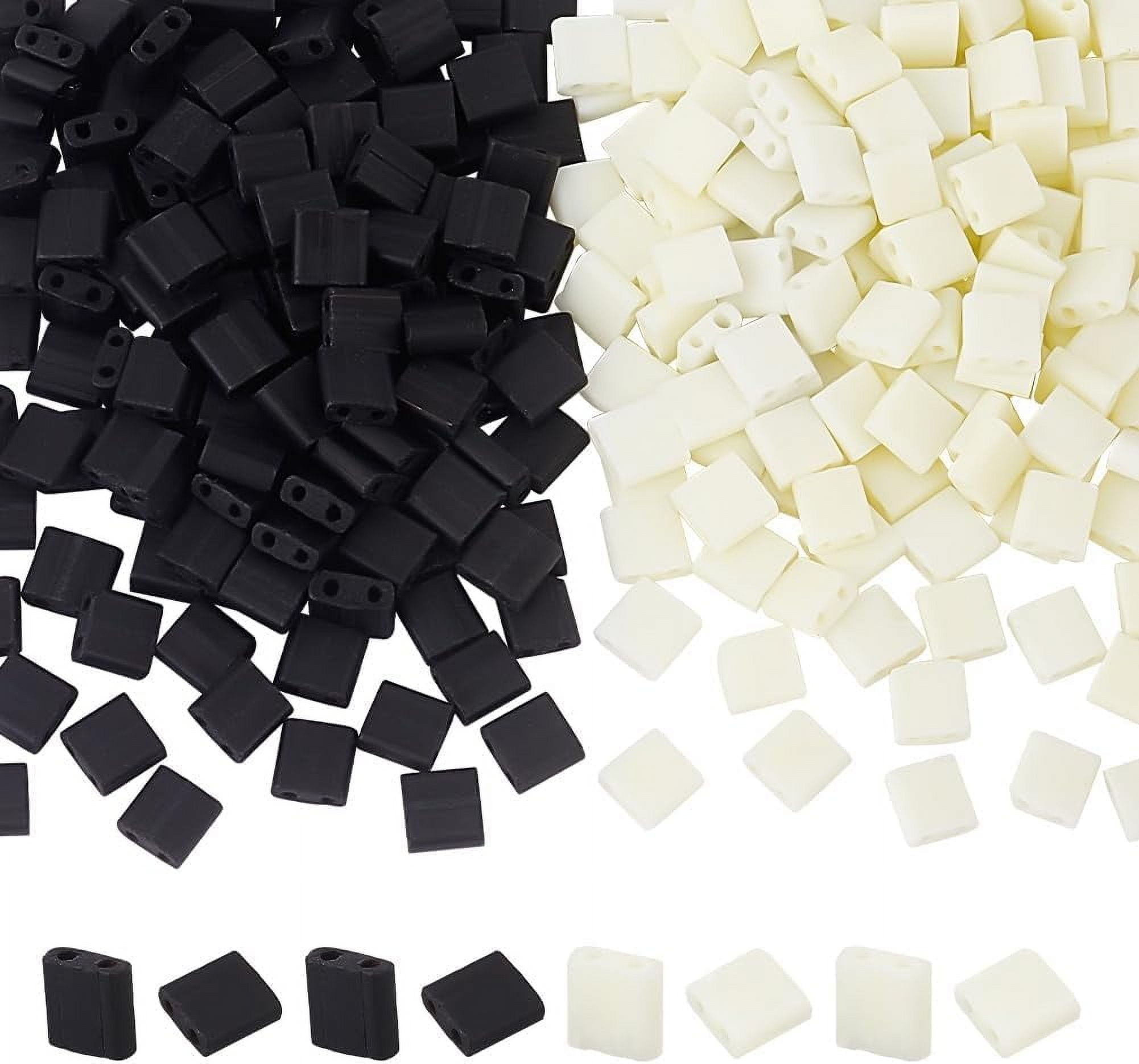 300 Pcs 2 Hole Glass Seed Beads Abou Flat Square Beads Frosted Beads ...