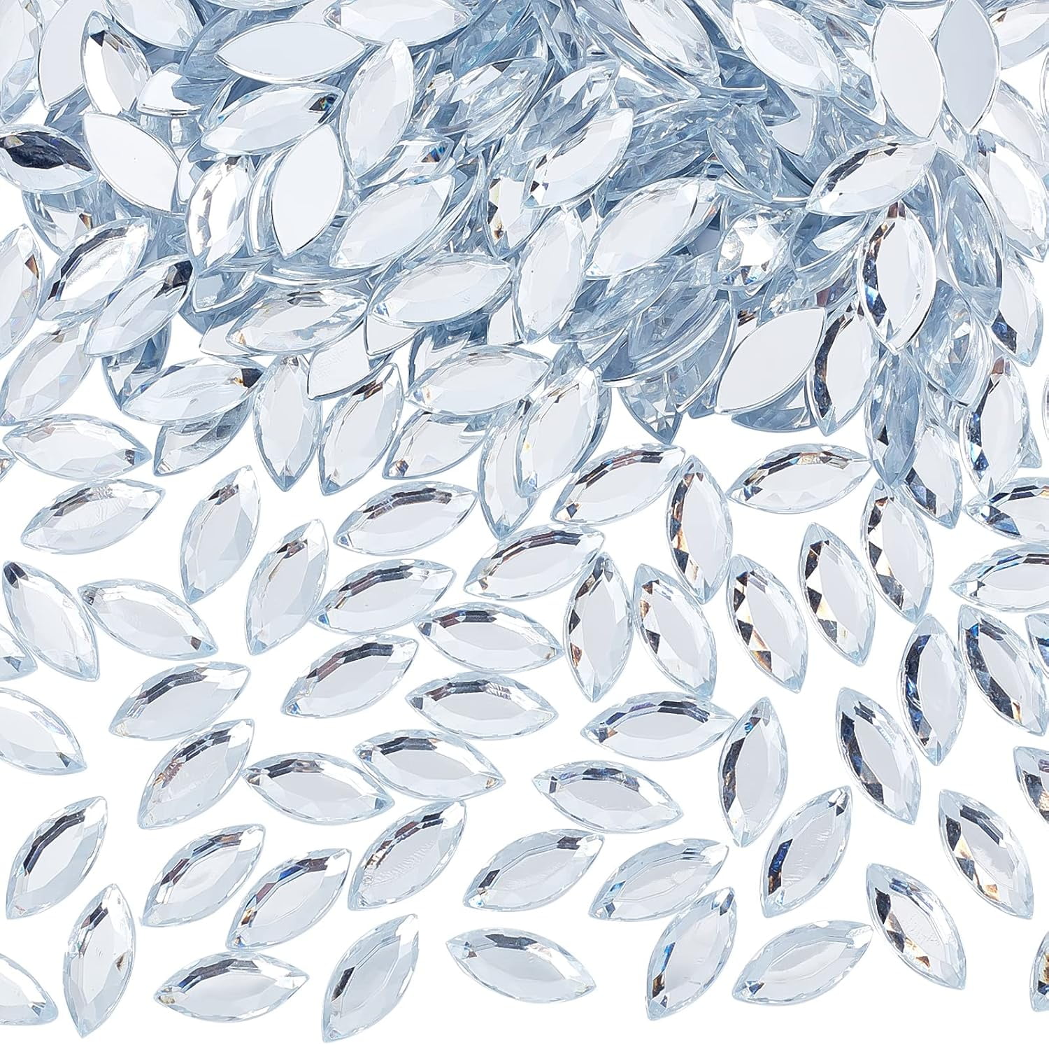 300 Pcs 20x9mm Horse Eye Rhinestone Gems with Container Clear Acrylic ...