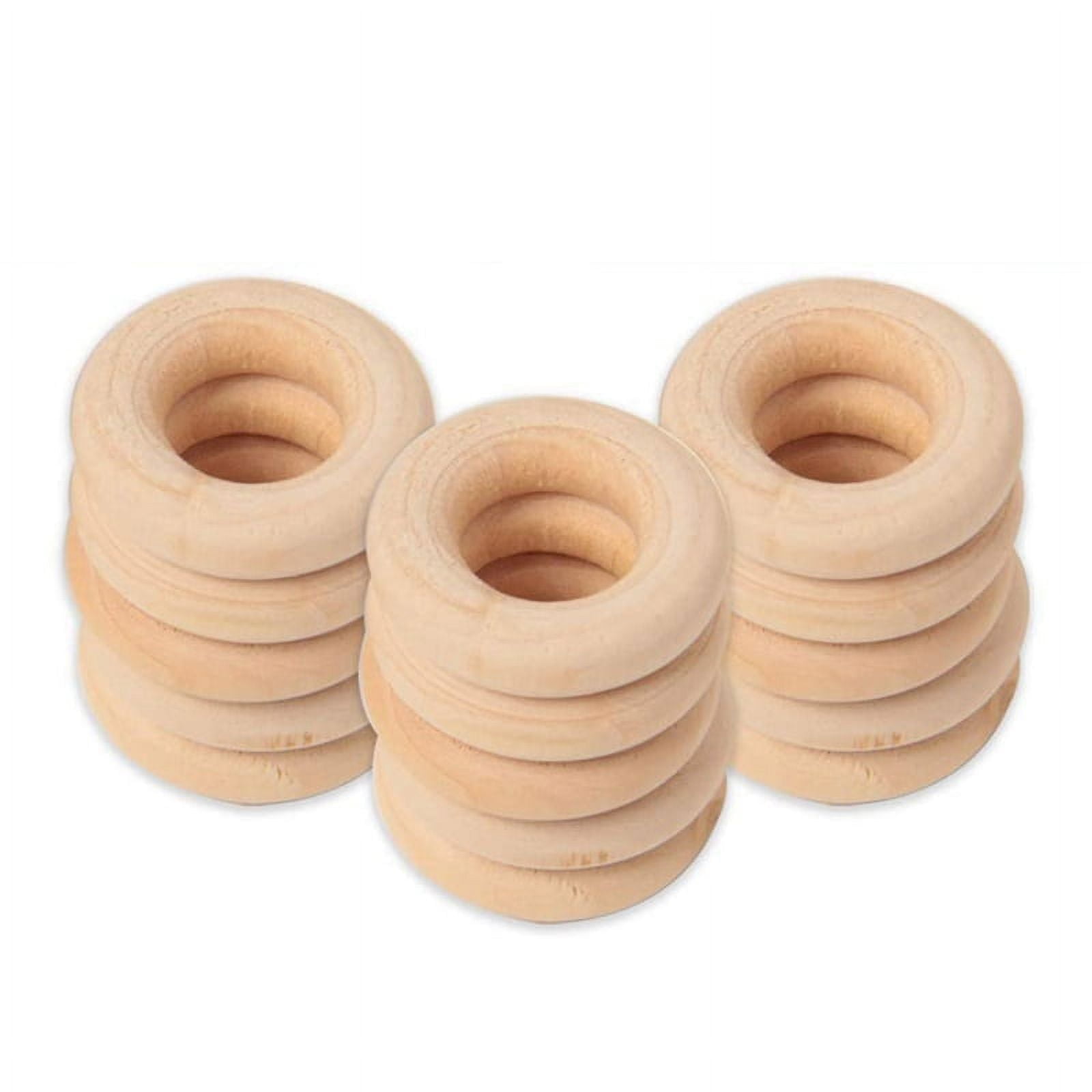 300 Pcs 25 mm/1 Inch Wooden Craft Ring Unfinished Wooden Rings Circle ...