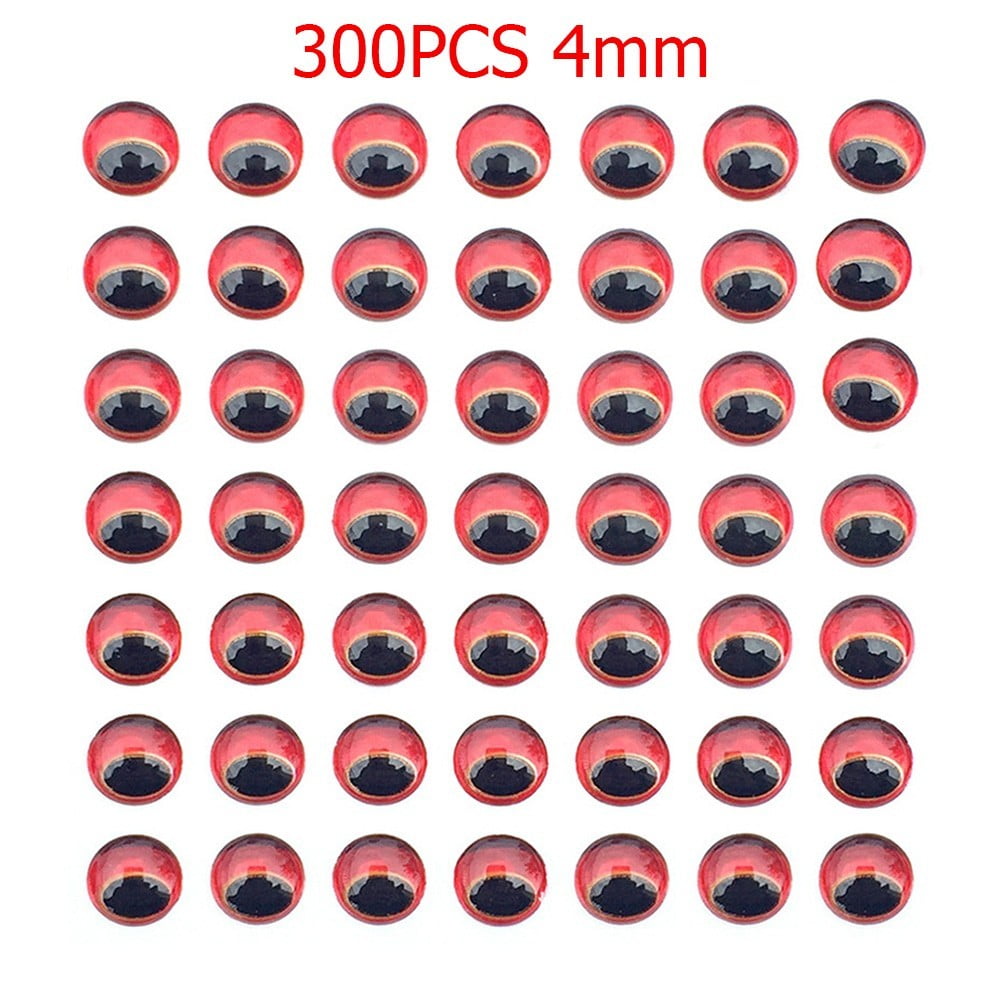 300 Pcs 3/4/5/6mm Snake Pupil Red 3D Holographic Fishing Lure Eyes Fly ...