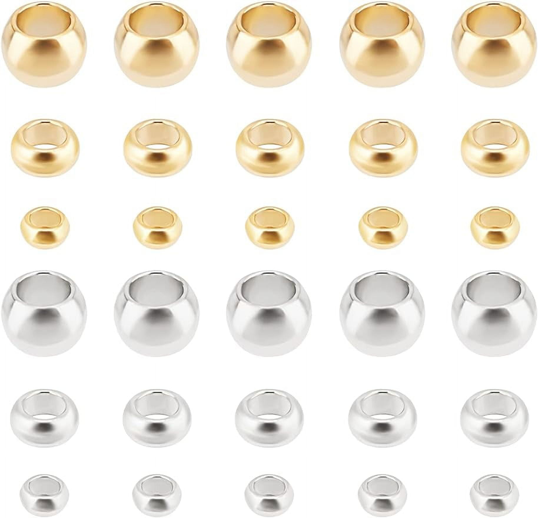 300 Pcs 3 Sizes 2 Colors 304 Stainless Steel Tube Crimp Beads Cord End Caps Diameter 1.5mm 2mm 2 ...