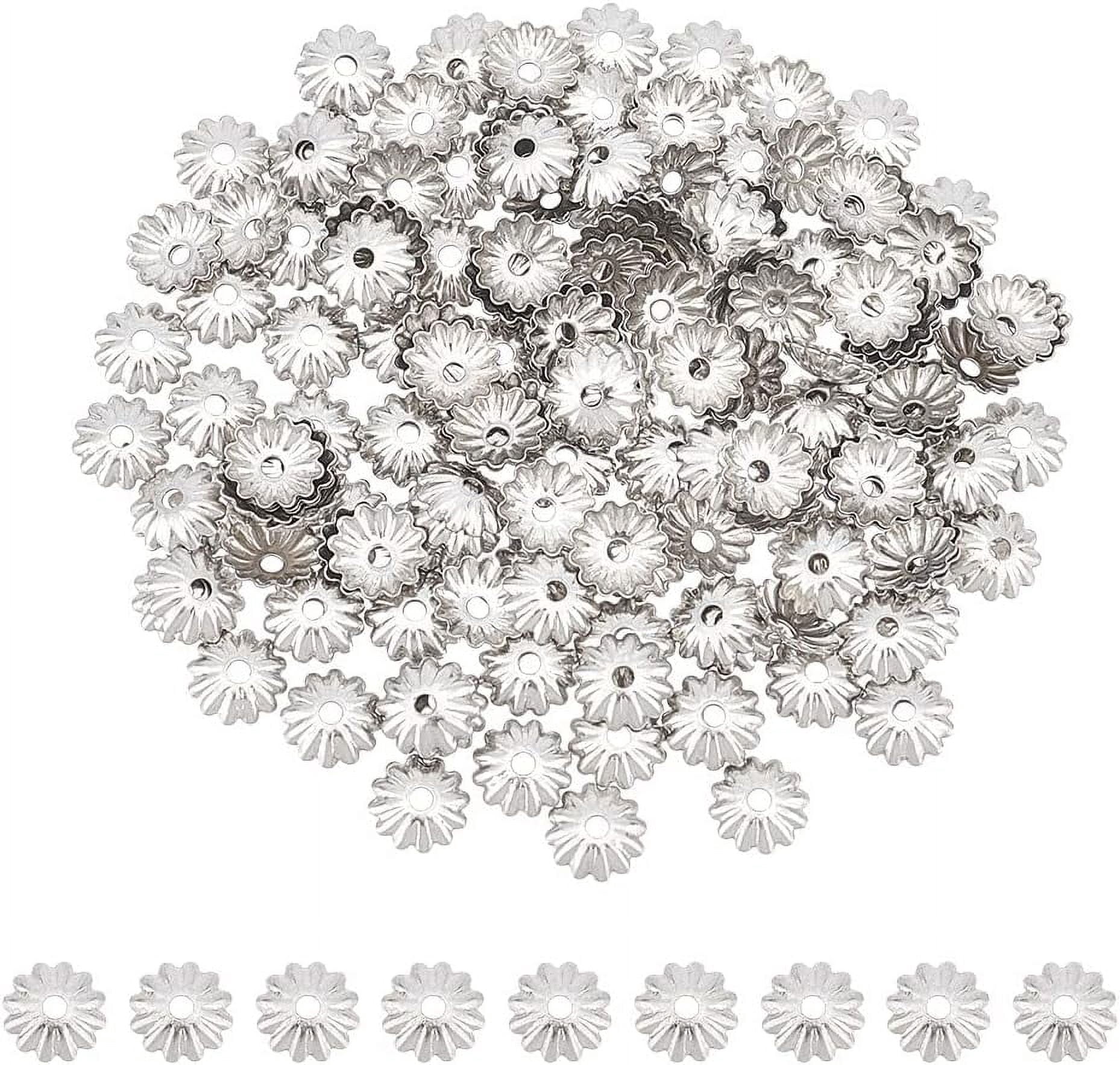 300 Pcs 5.5mm Long 304 Stainless Steel Multi-Petal Bead Caps Hollow ...