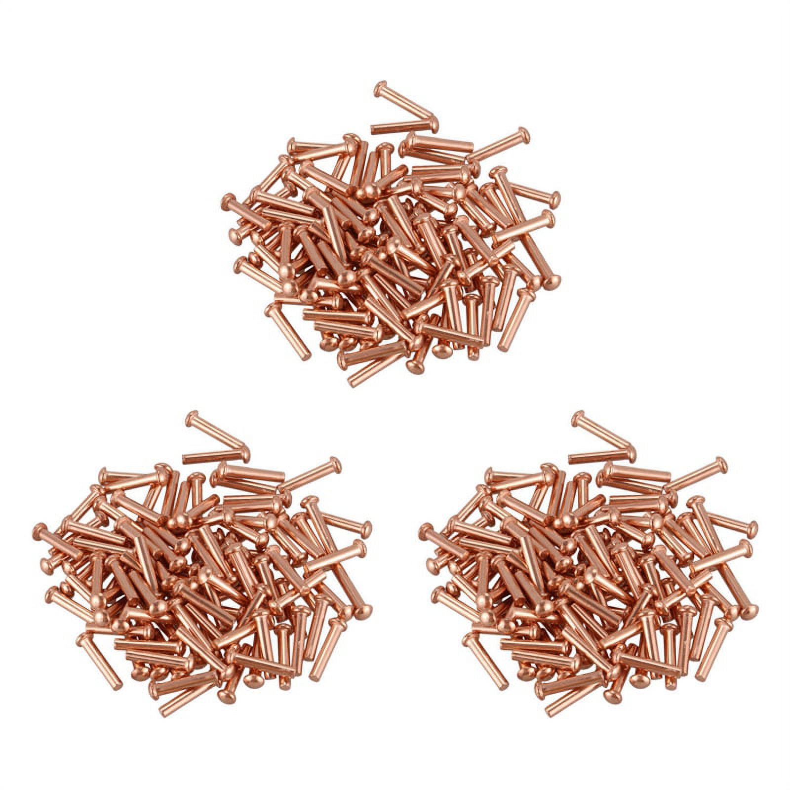 300 Pcs 5/64Inch x 25/64Inch Round Head Copper Solid Rivets Fasteners ...