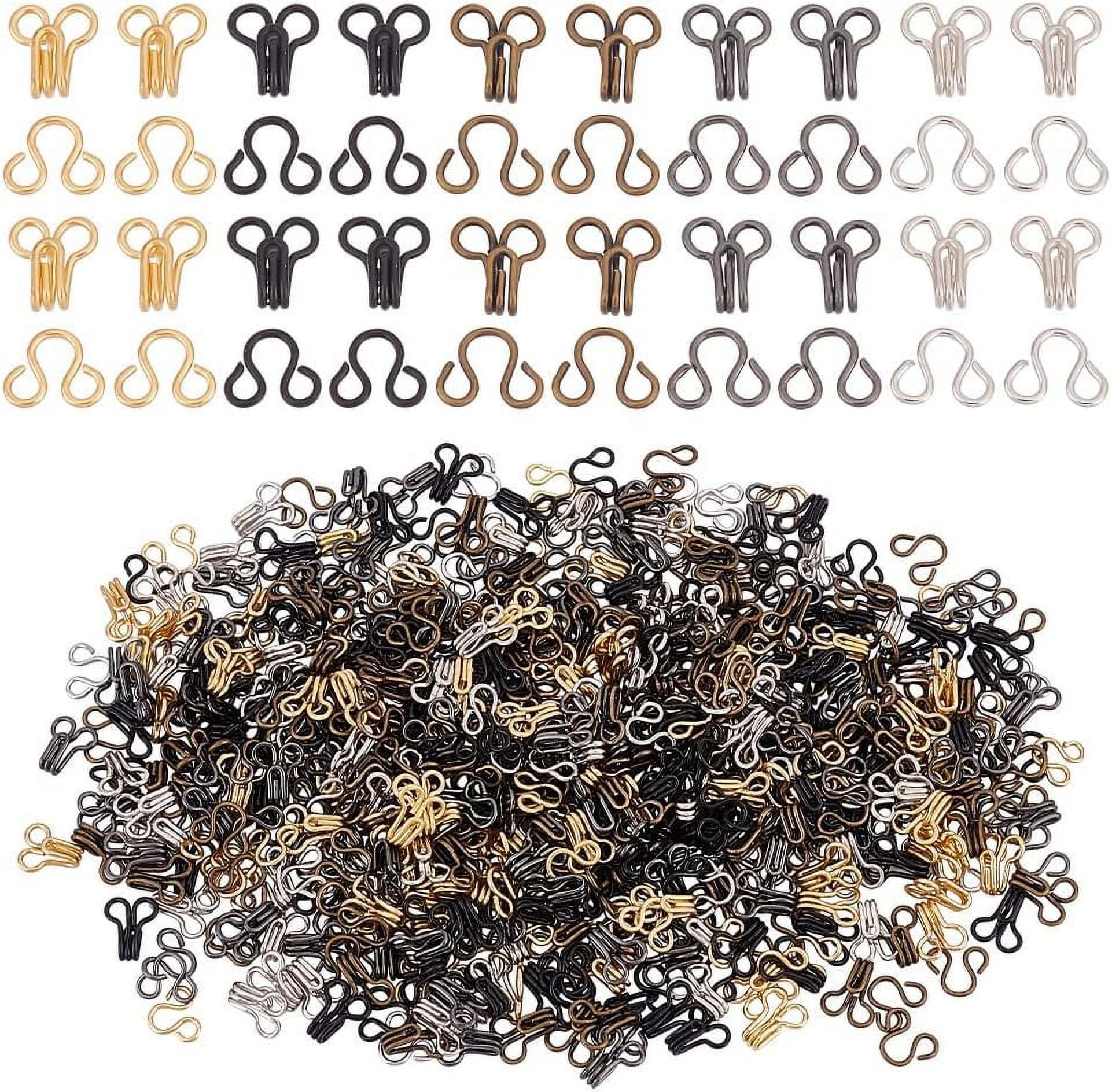 300 Pcs 5 Colors Brass Garment Hook and Eye 10mm Mini Sewing Hooks and ...