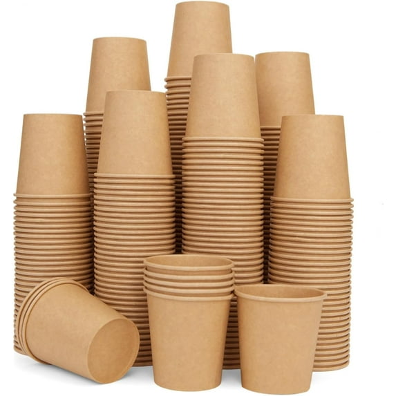 300 Pcs 6 oz Kraft Paper Cups - Disposable Paper Cups Hot Cold Beverage ...