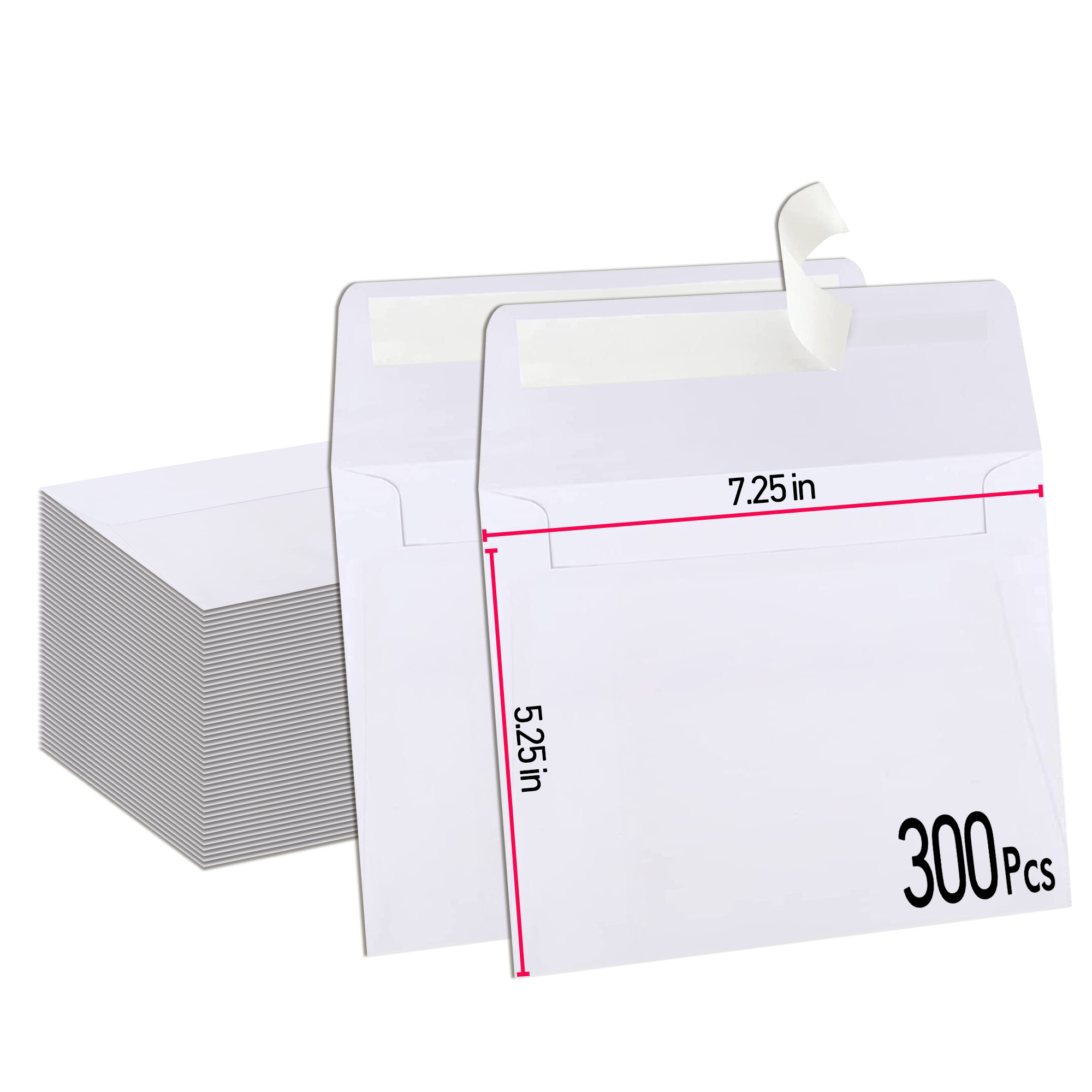 300 Pcs Blank White Invitation Envelopes 5.25 x 7.25 inch Bright White ...