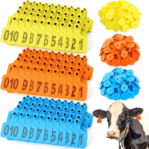 300 Pcs Cattle Ear Tags with Number 001-100 Large Plastic Livestock Ear ...