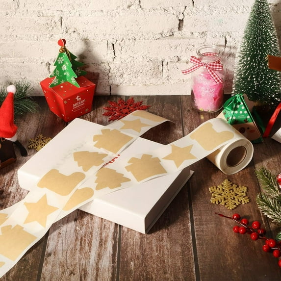 300 Pcs Christmas Gift Tags Stickers Name Kraft Paper Labels Stickers ...