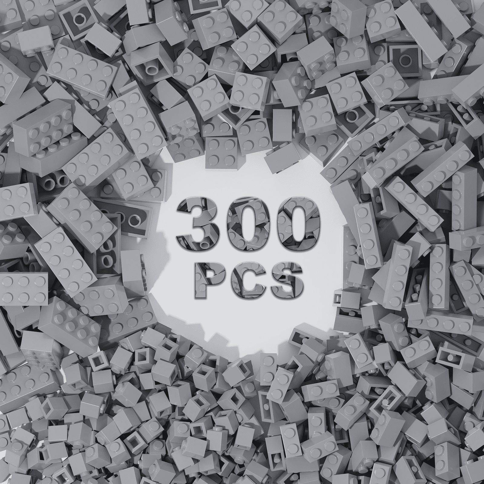 300 Pcs Classic Building Bricks, Light Gray Bricks,Compatible with Lego ...
