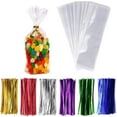 300 Pcs Clear Candy Bags with Ties Clear Cellophane Bags 3"x11" Cookie ...