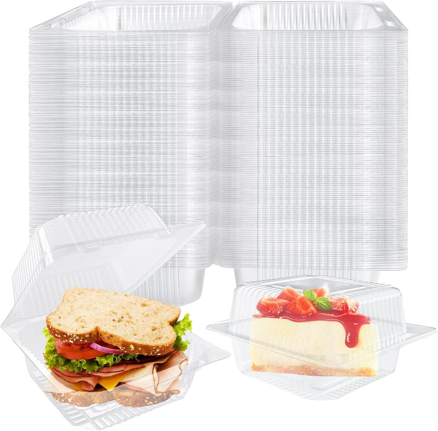 300 Pcs Clear Plastic Take out Containers,Square Hinged Takeout Tray ...