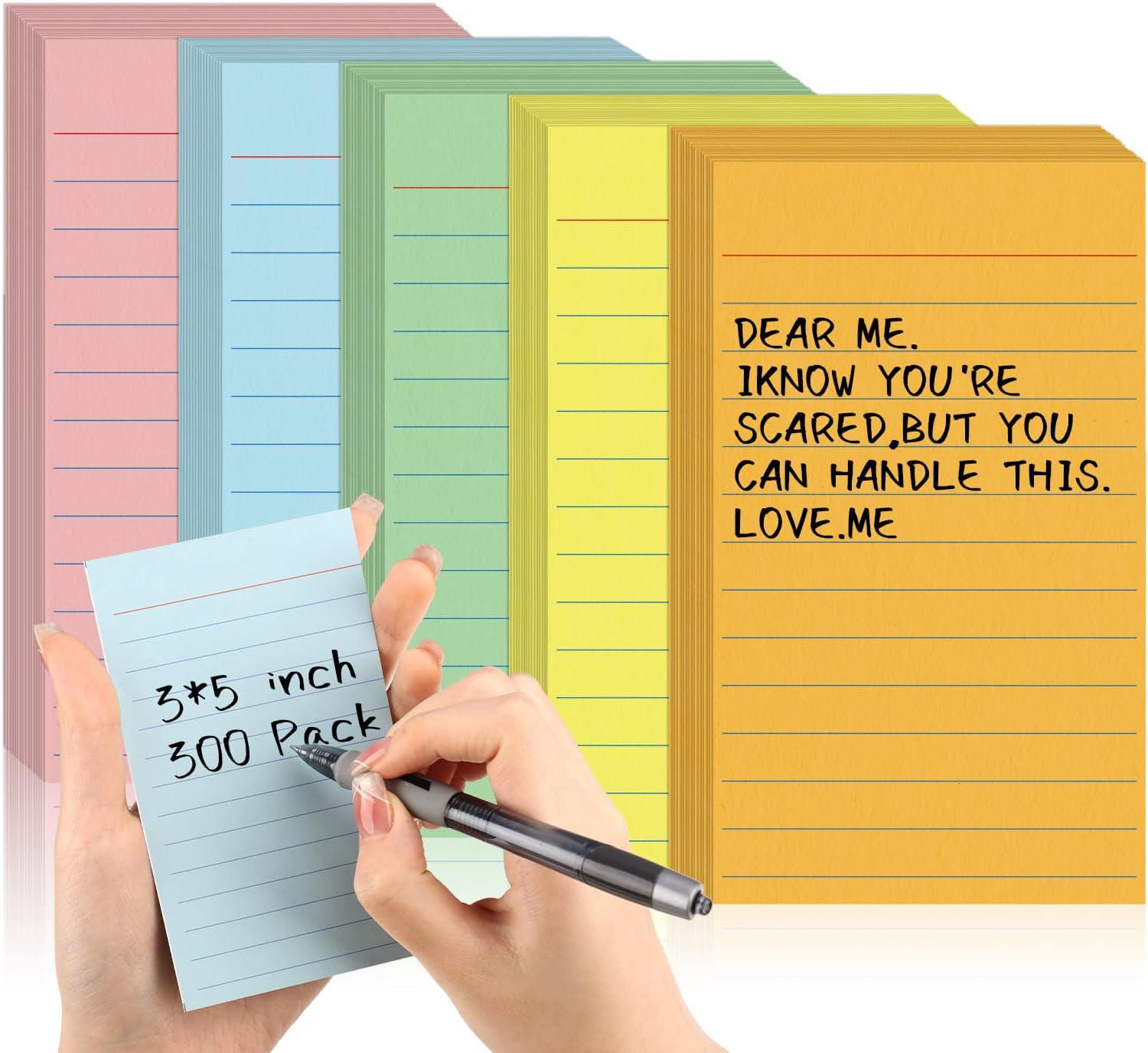 300 Pcs Colored Ruled Index Cards 3x5 Vertical Index Cards Notecards To ...
