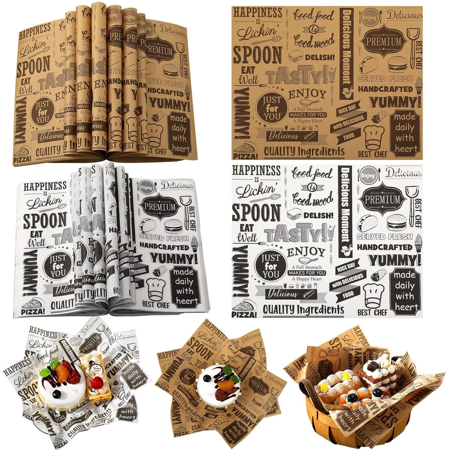 300 Pcs Deli Wax Paper Sheets for Food Grease Resistant Tray Basket ...