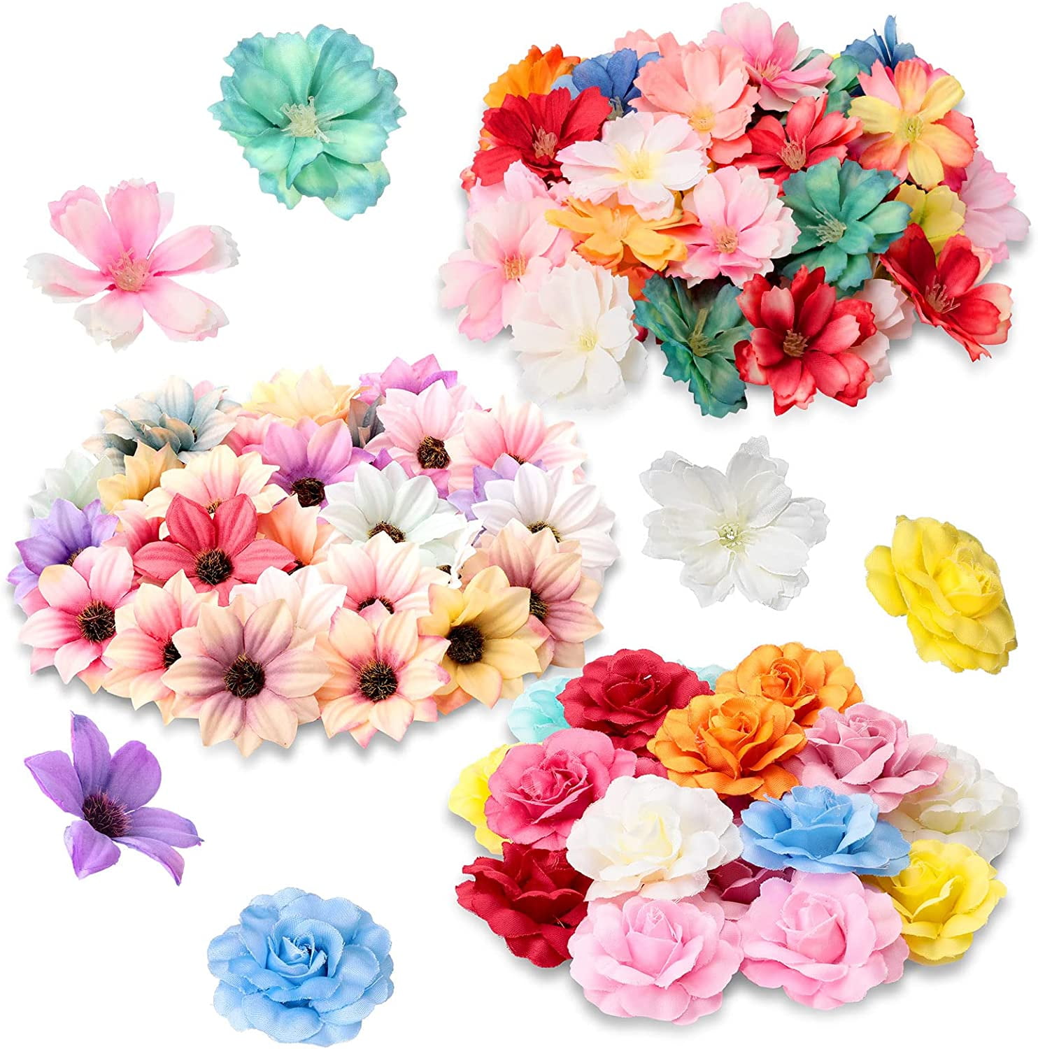 300 Pcs Faux Flower Heads Silk Artificial Plum Blossom Heads DIY Fake ...