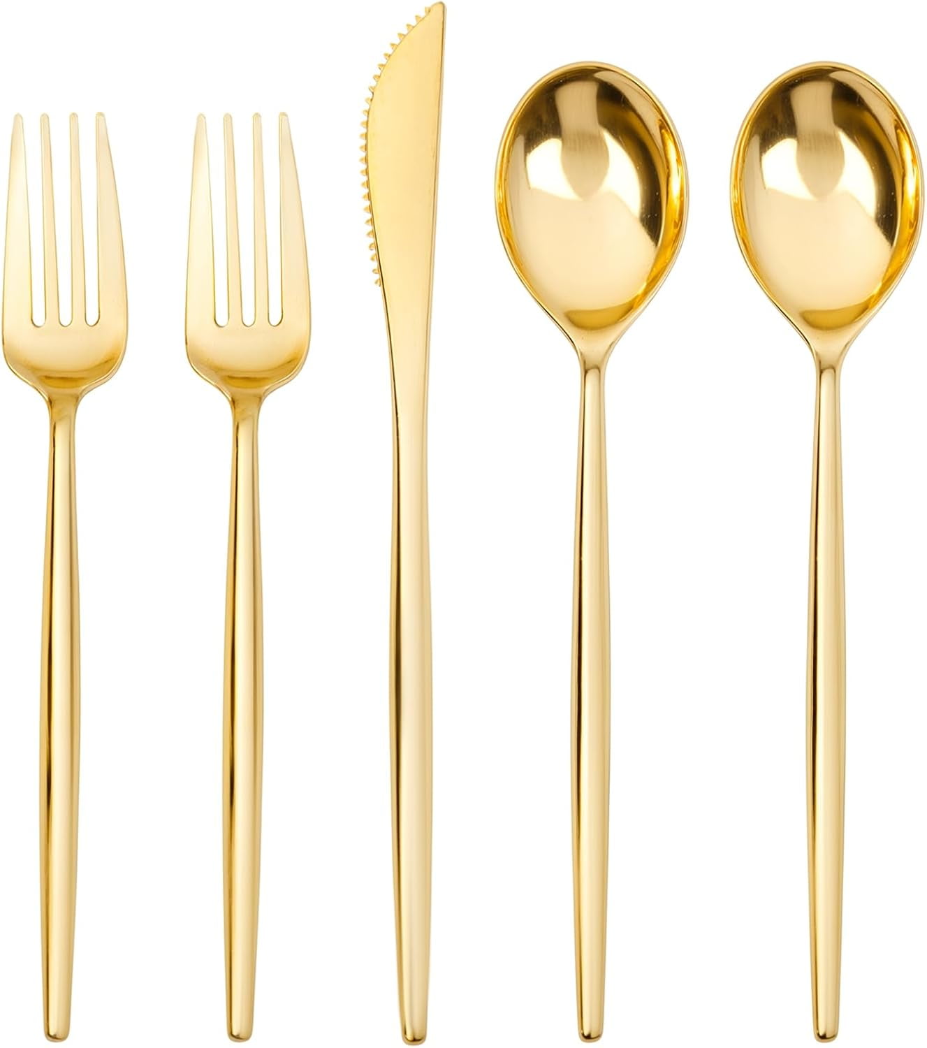 300 Pcs Gold Plastic Cutlery, Gold Utensils Disposable, Gold Plastic ...